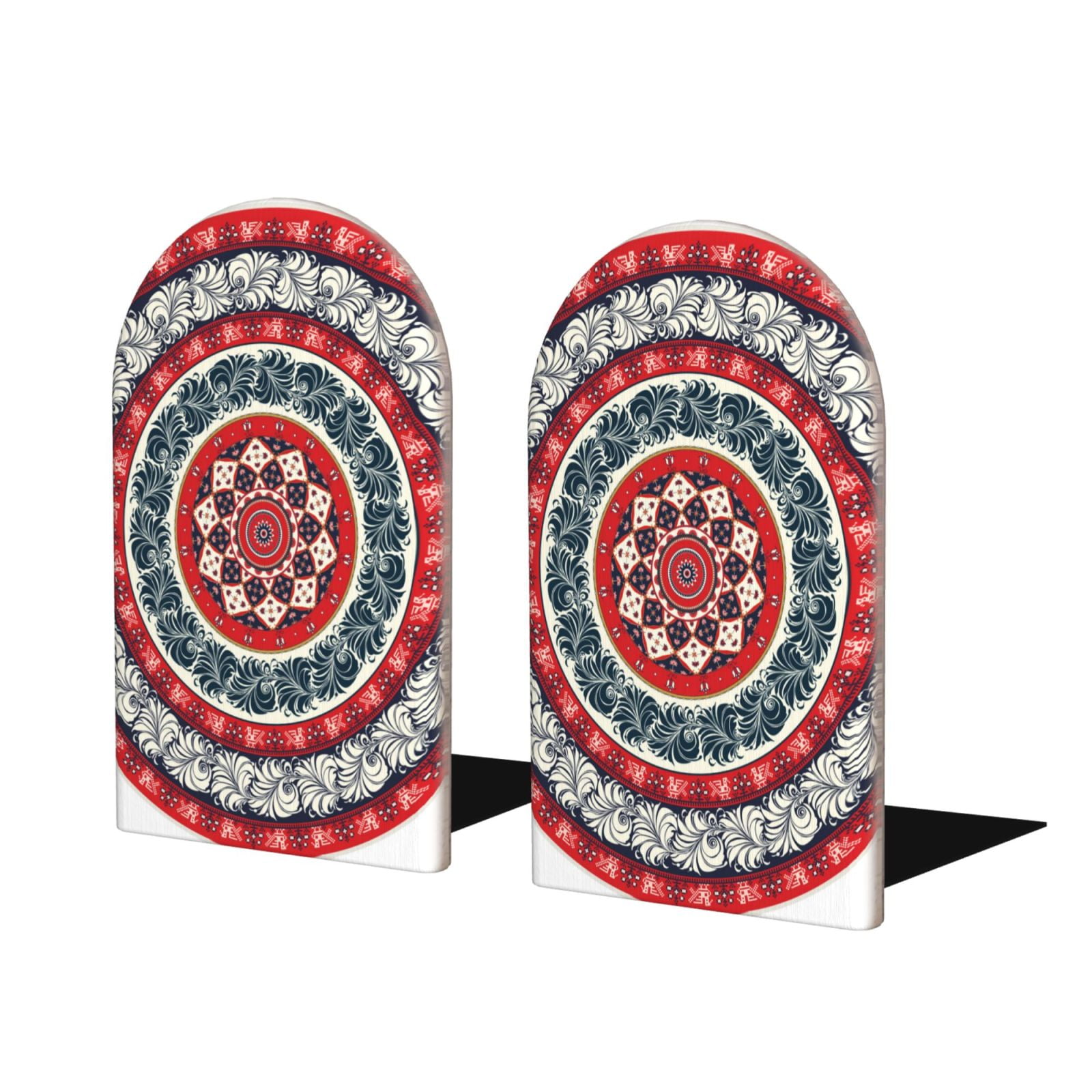 Sikiie Round Design Bookends 1 Pair, Wood Bookends for Shelves, Book ...