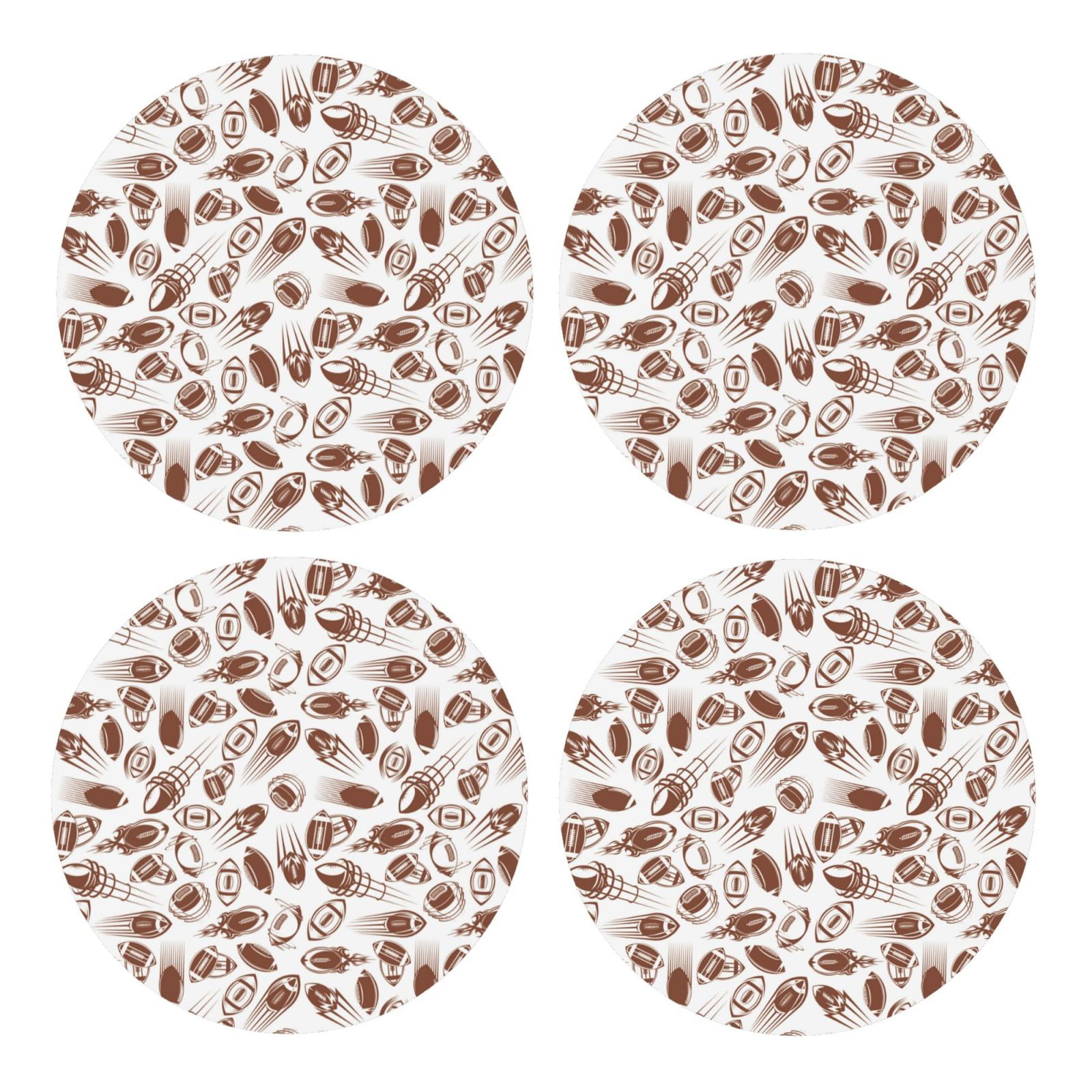 Sikiie Rugby Style MDF Cork Coaster 4 Pcs - Absorbent Beverage Coasters ...