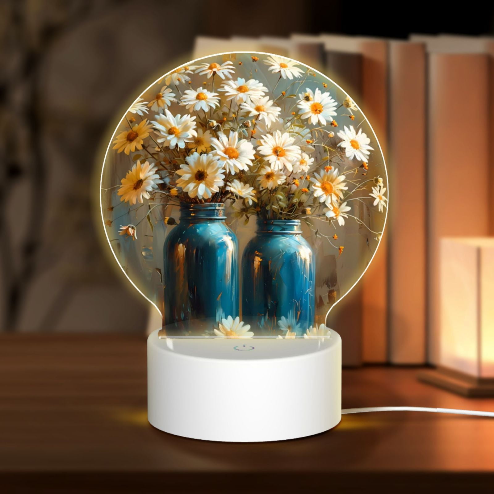 Sikiie Rustic Daisy Mason Jars Acrylic Night Light Gift Custom Acrylic ...