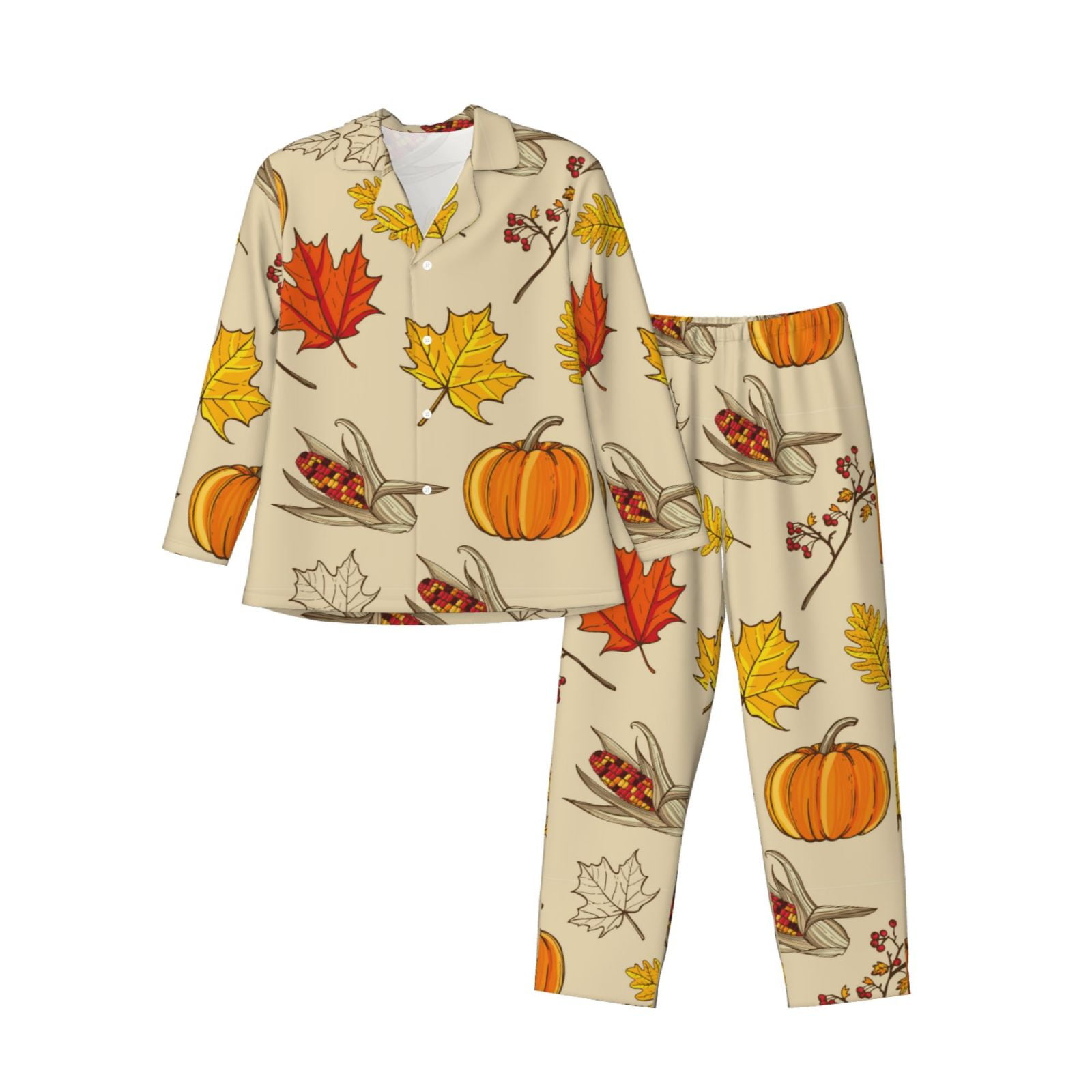 Sikiie Rustic Harvest Time Mens Pajama Set, Soft Warm Long Sleeve ...