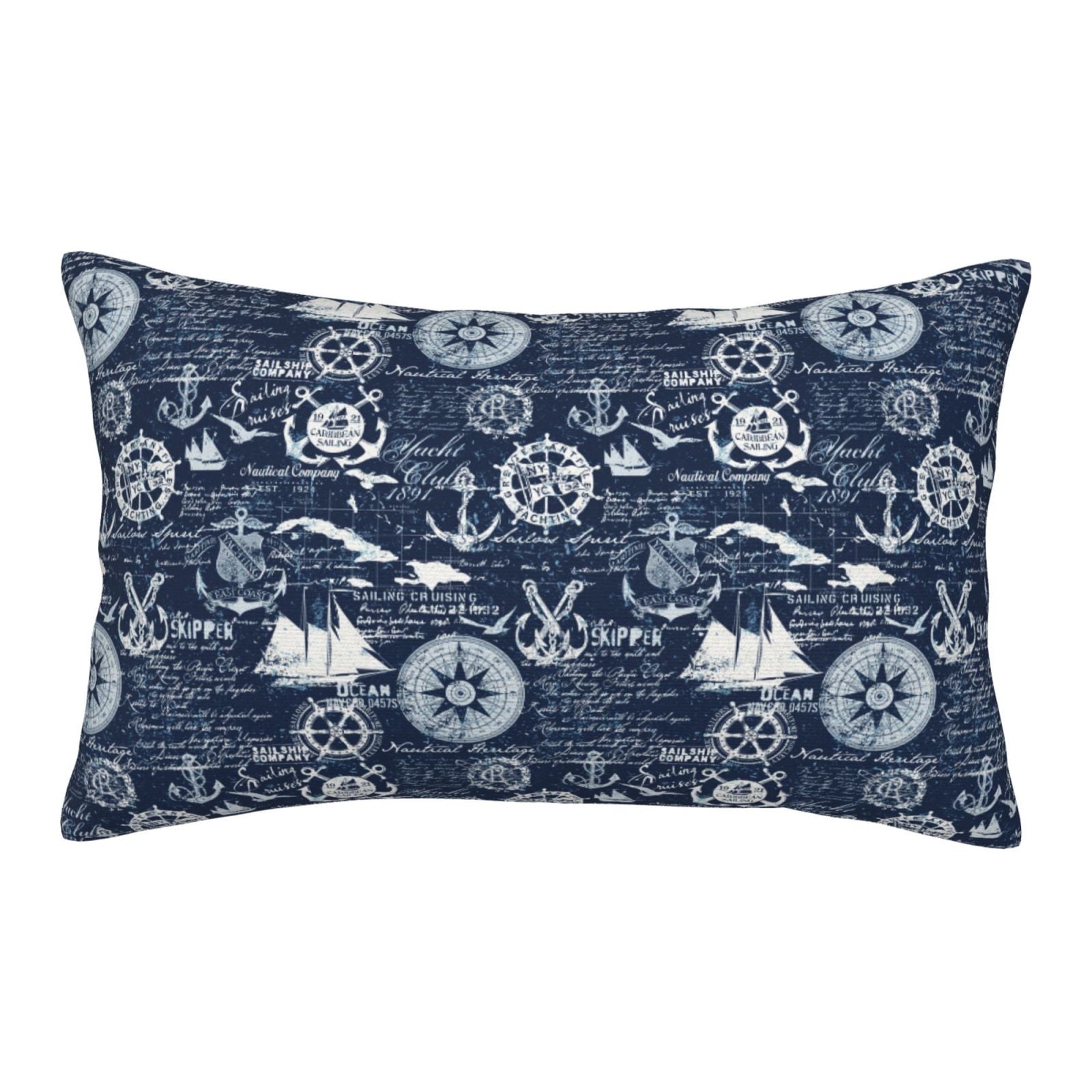 Sikiie Sailing Cruises Nautical Print Plush Pillow Cover, Wrinkle-proof ...