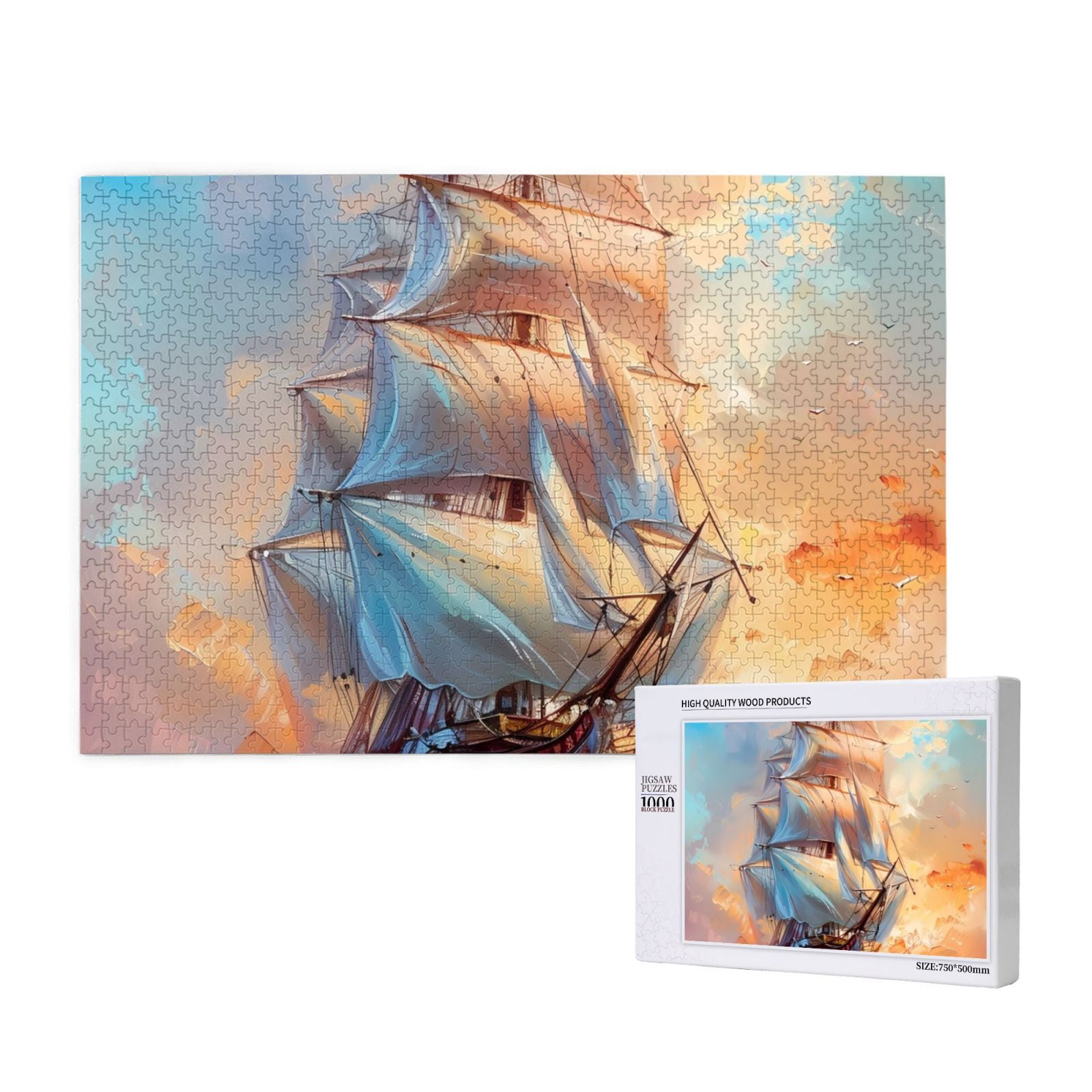Sikiie Sailing Ship Ocean Sunset Puzzle, Jigsaw Puzzles, Jigsaw Puzzles ...