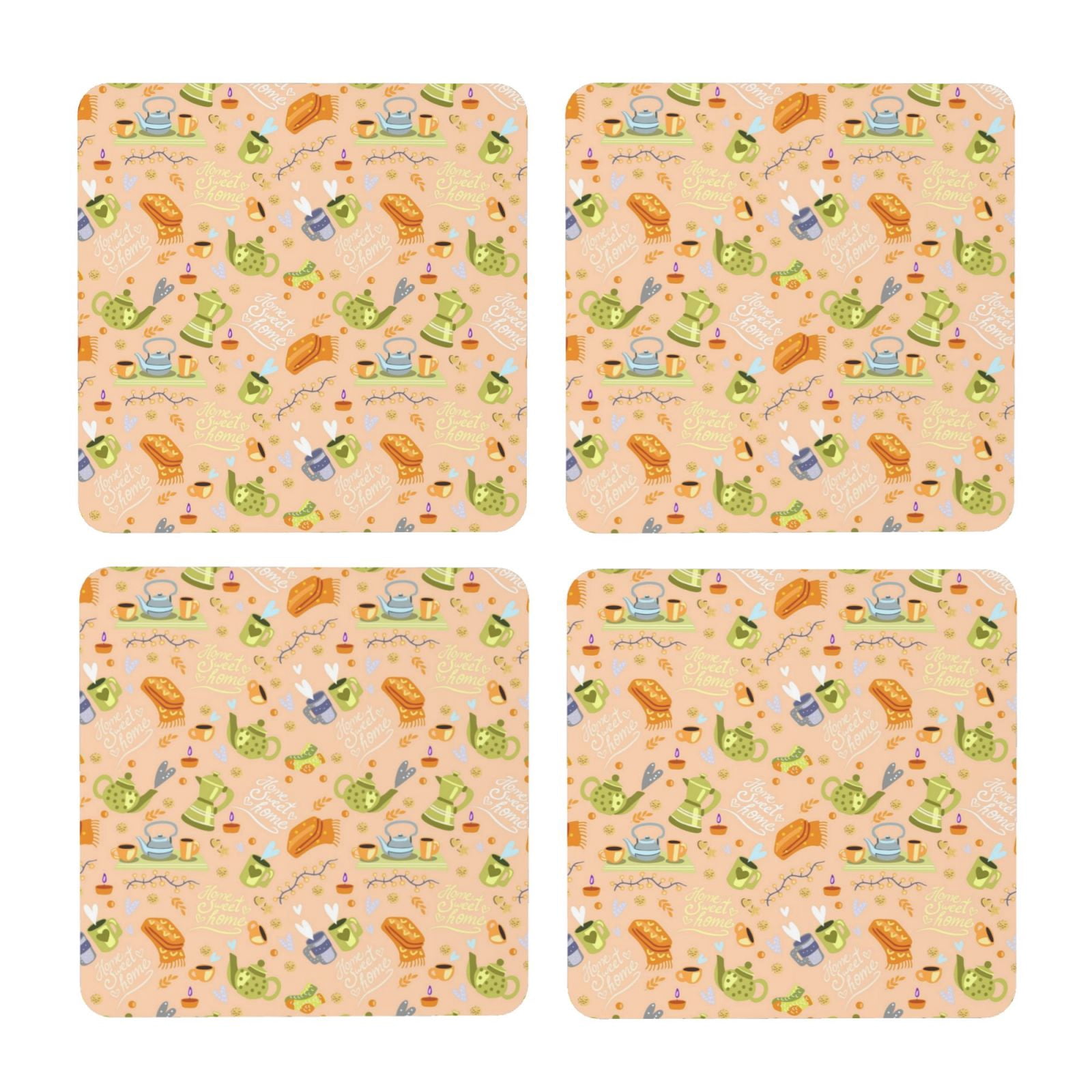 Sikiie Scandinavian Style Hygge MDF Cork Coaster 4 Pcs - Absorbent ...