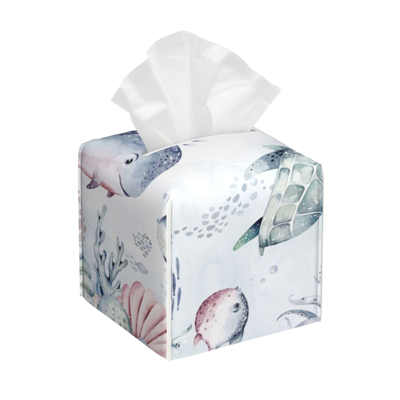 Sikiie Sea Animals Leather Tissue Box Cover Square, tissue box holder ...