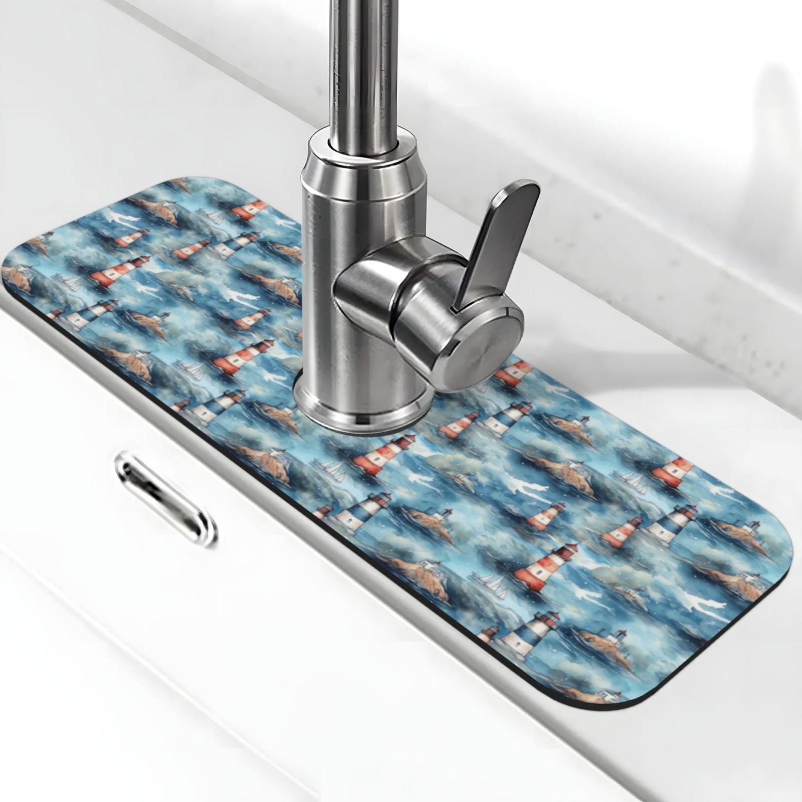 Sikiie Sea Marine And Lighthouse Splash Guard for Sink Faucet-1 PC ...