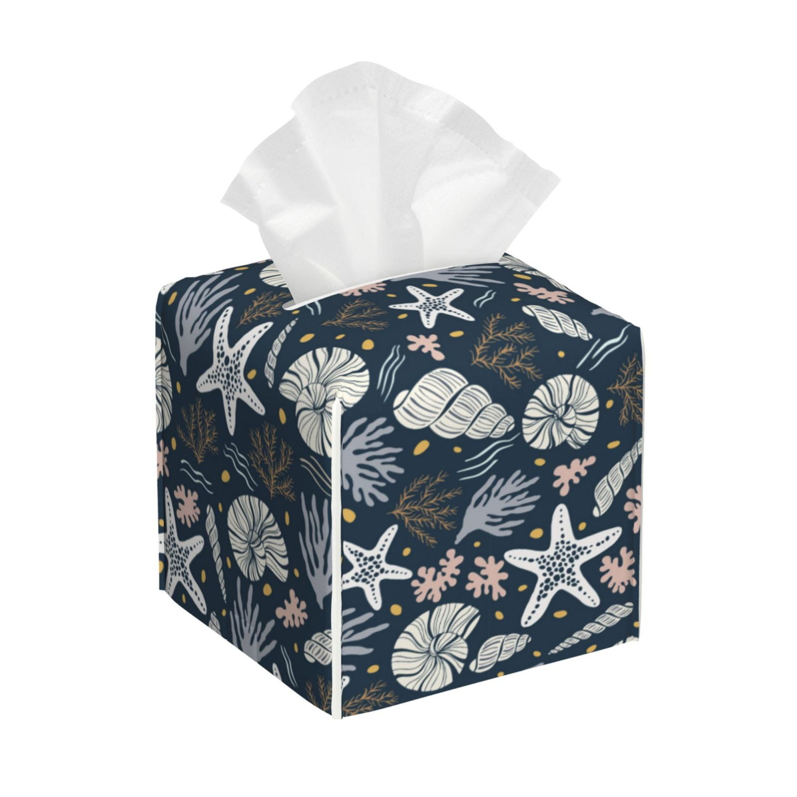 Sikiie Sea Shells 1 Leather Tissue Box Cover Square, tissue box holder ...