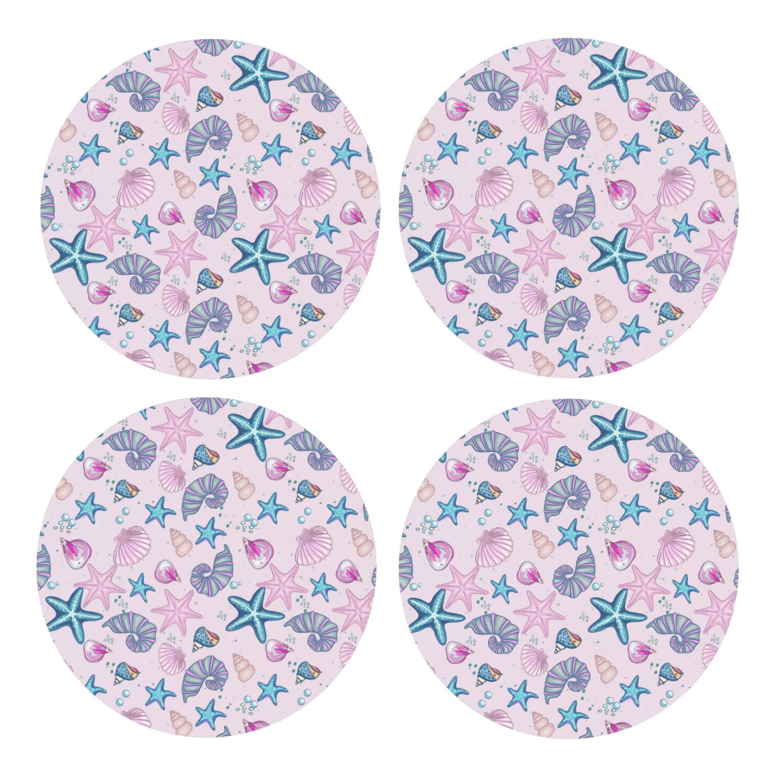 Sikiie Sea Shells 3 MDF Cork Coaster 4 Pcs - Absorbent Beverage ...