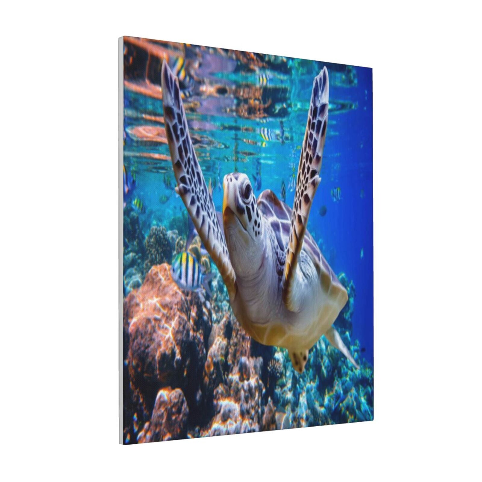 Sikiie Sea Turtle Swims Print Canvas Decorative Hanging Painting, Anti ...