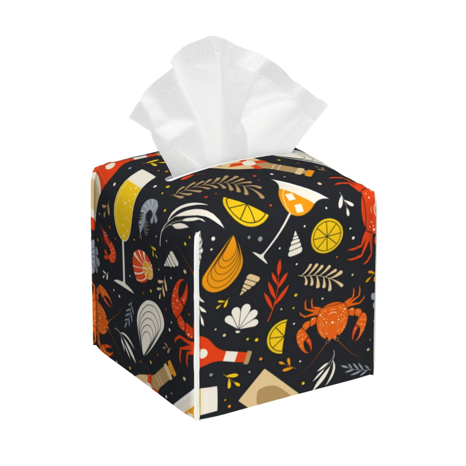 Sikiie Seafood And Drinks Leather Tissue Box Cover Square, tissue box ...