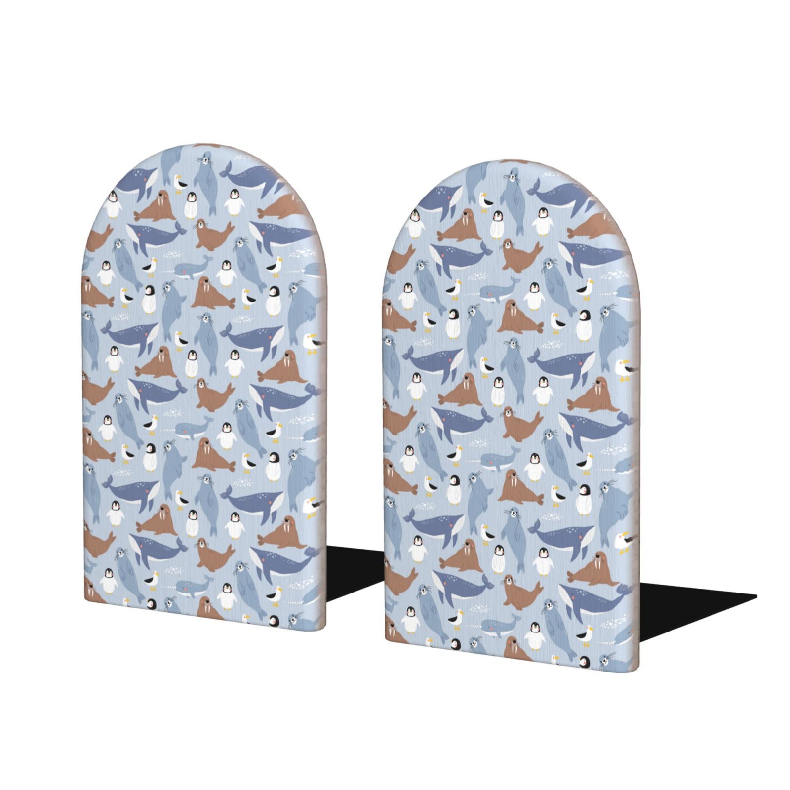 Sikiie Seal Fox Seagull Whales Bookends 1 Pair, Wood Bookends for ...