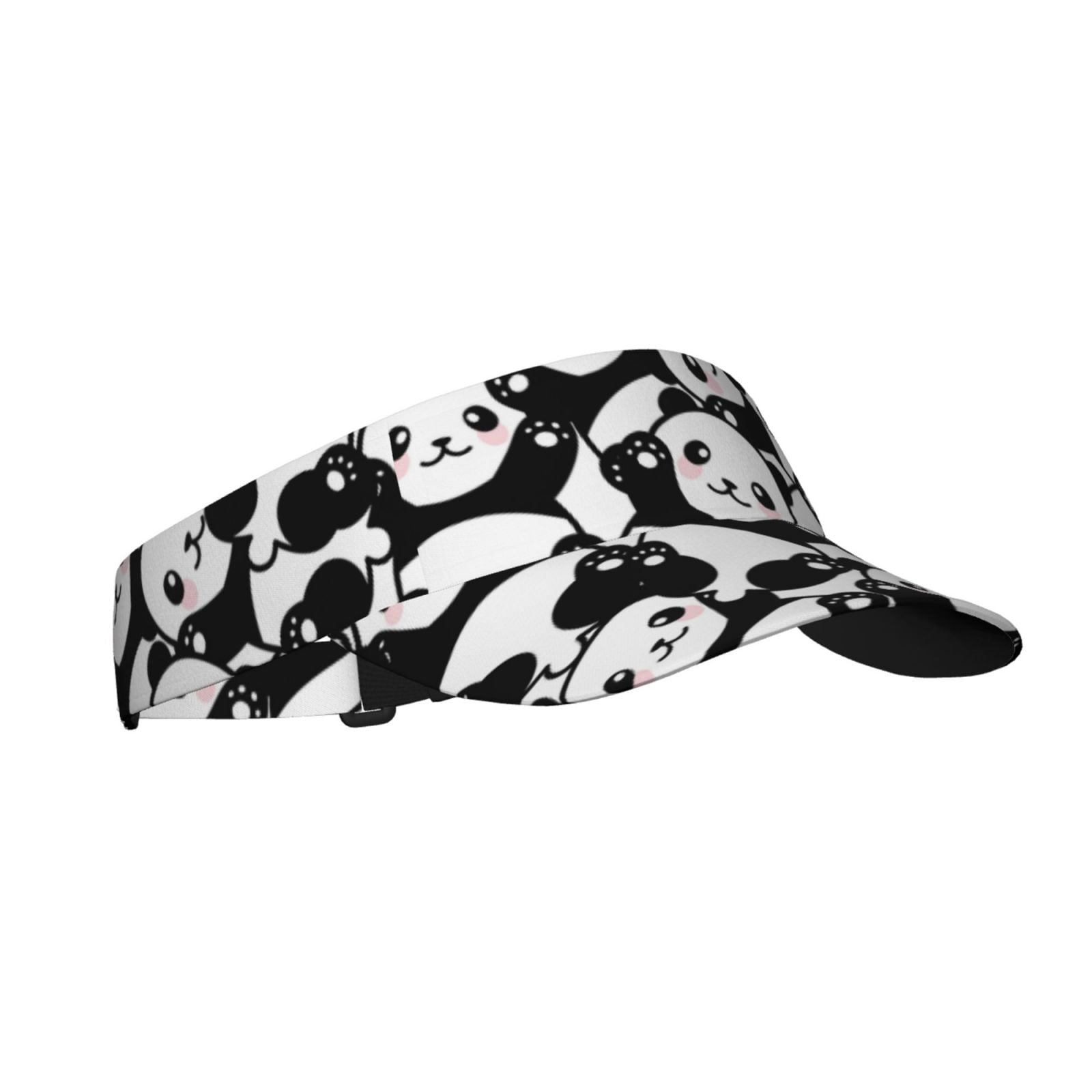 Sikiie Seamless Pattern Cute Panda Sun Visor Hat Adjustable Velcro Golf ...