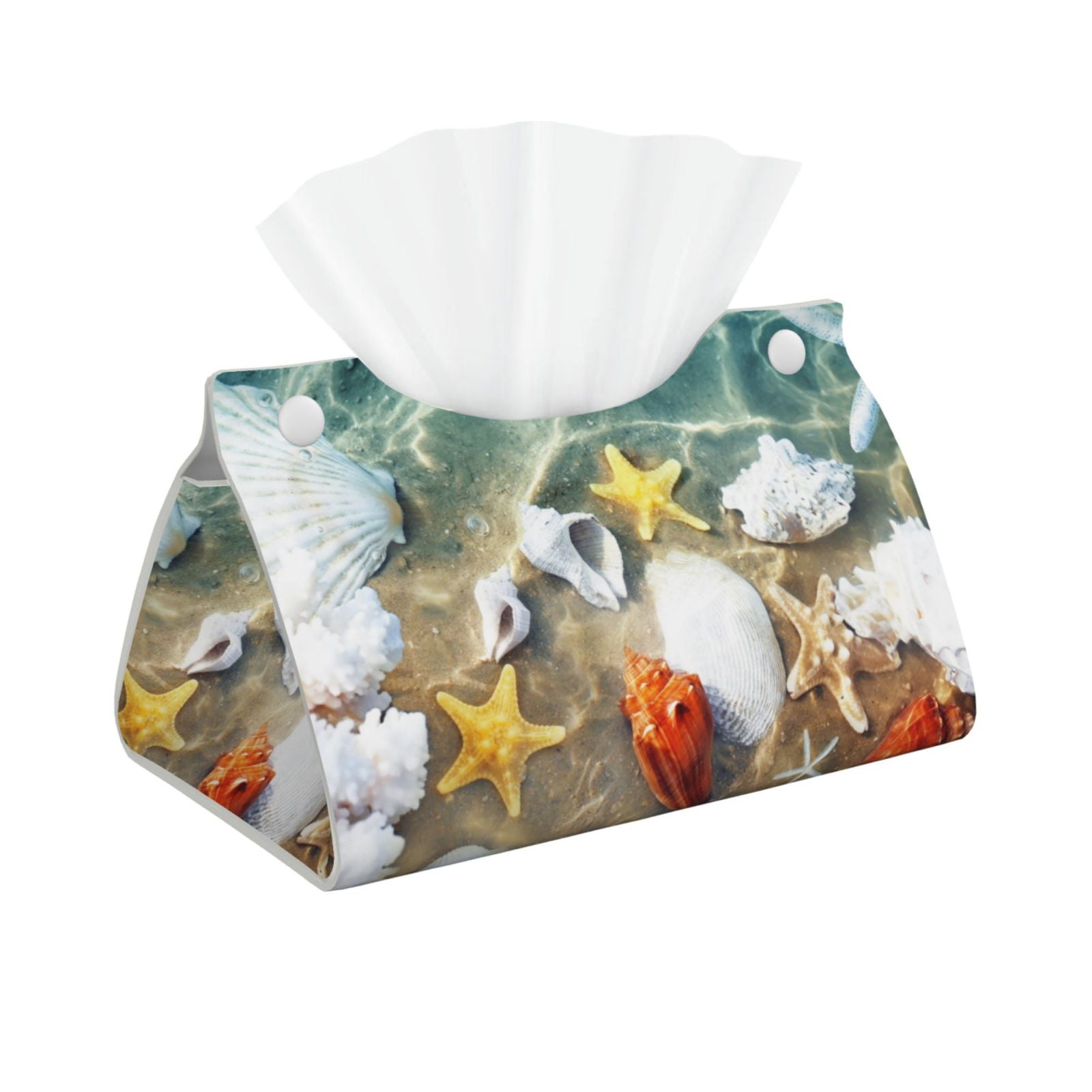 Sikiie Seashell On The Beach Leather Tissue Box Cover Rectangle, Long ...