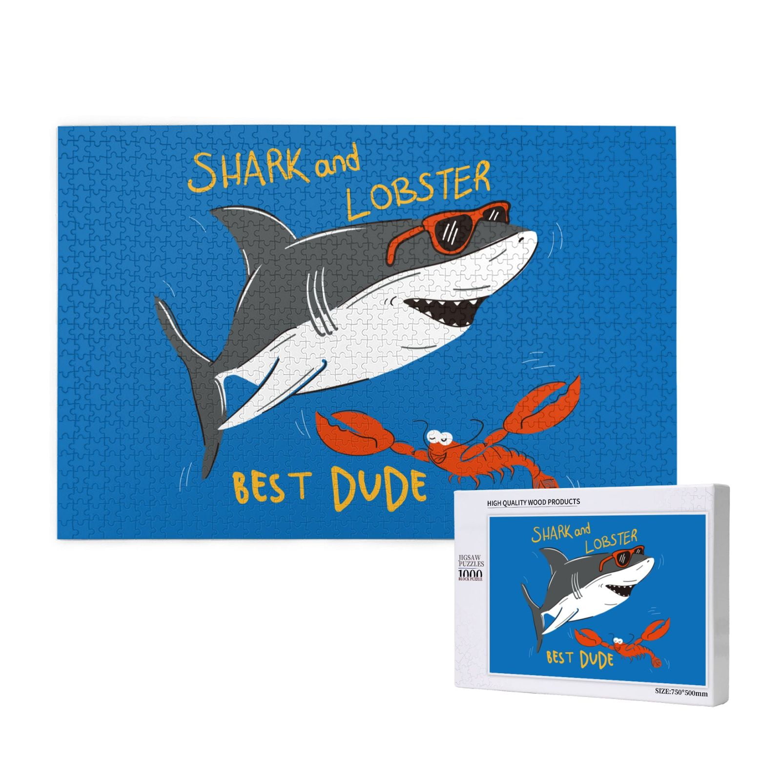 Sikiie Shark With Sunglasses and Lobste Puzzle, Jigsaw Puzzles, Jigsaw ...