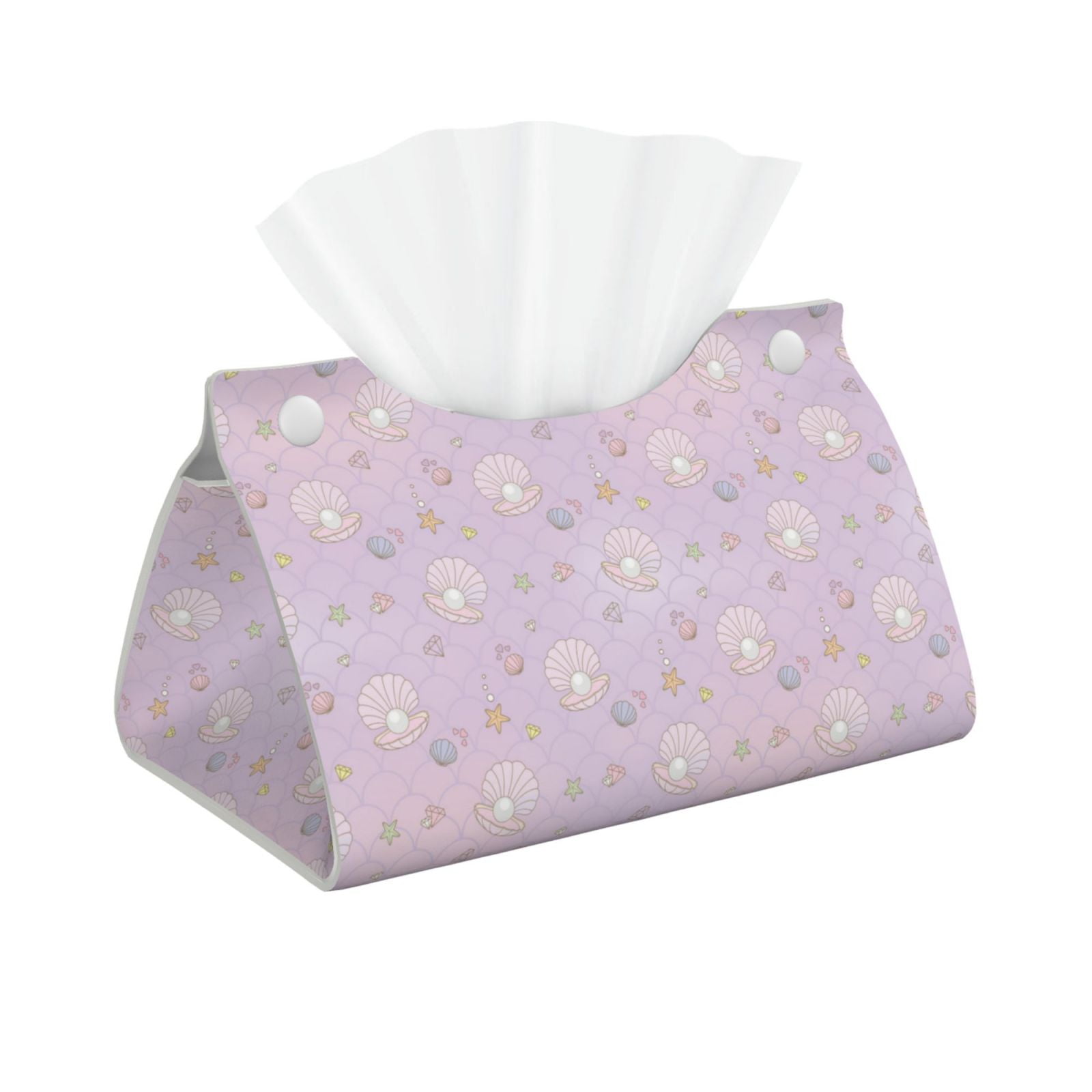 Sikiie Shells Pearl Leather Tissue Box Cover Rectangle, Long Tissue Box ...