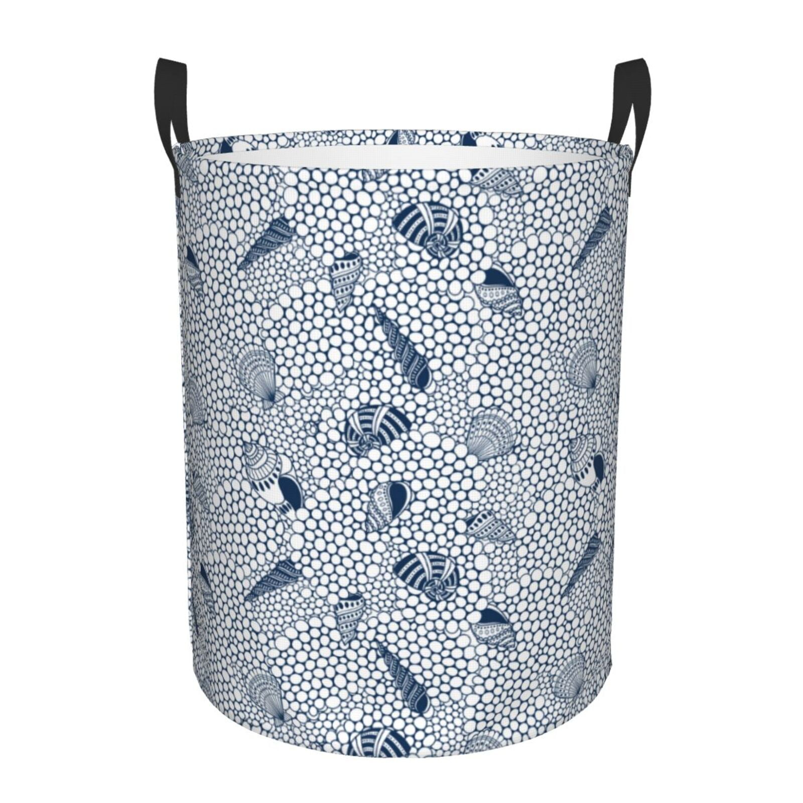 Sikiie Shells And Sand Print Round Dirty Clothes Basket, Waterproof ...