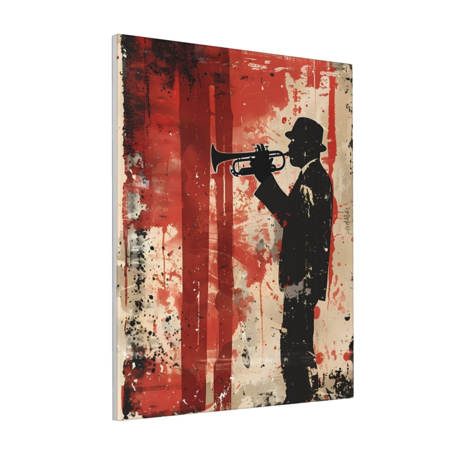 Sikiie Silhouette Trumpet Red Art Print Canvas Decorative Hanging ...