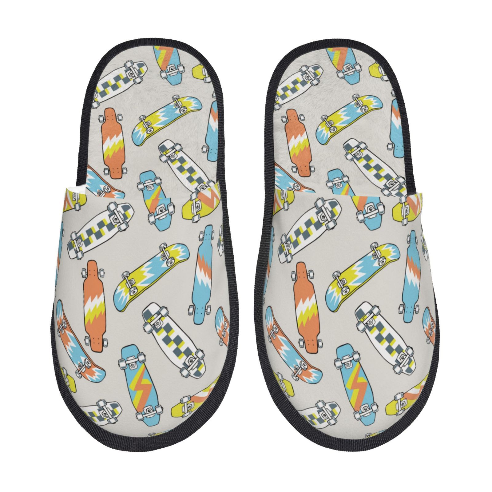 Sikiie Skateboard Fuzzy Slip-on Slippers Warm Cozy Soft Lightweight ...