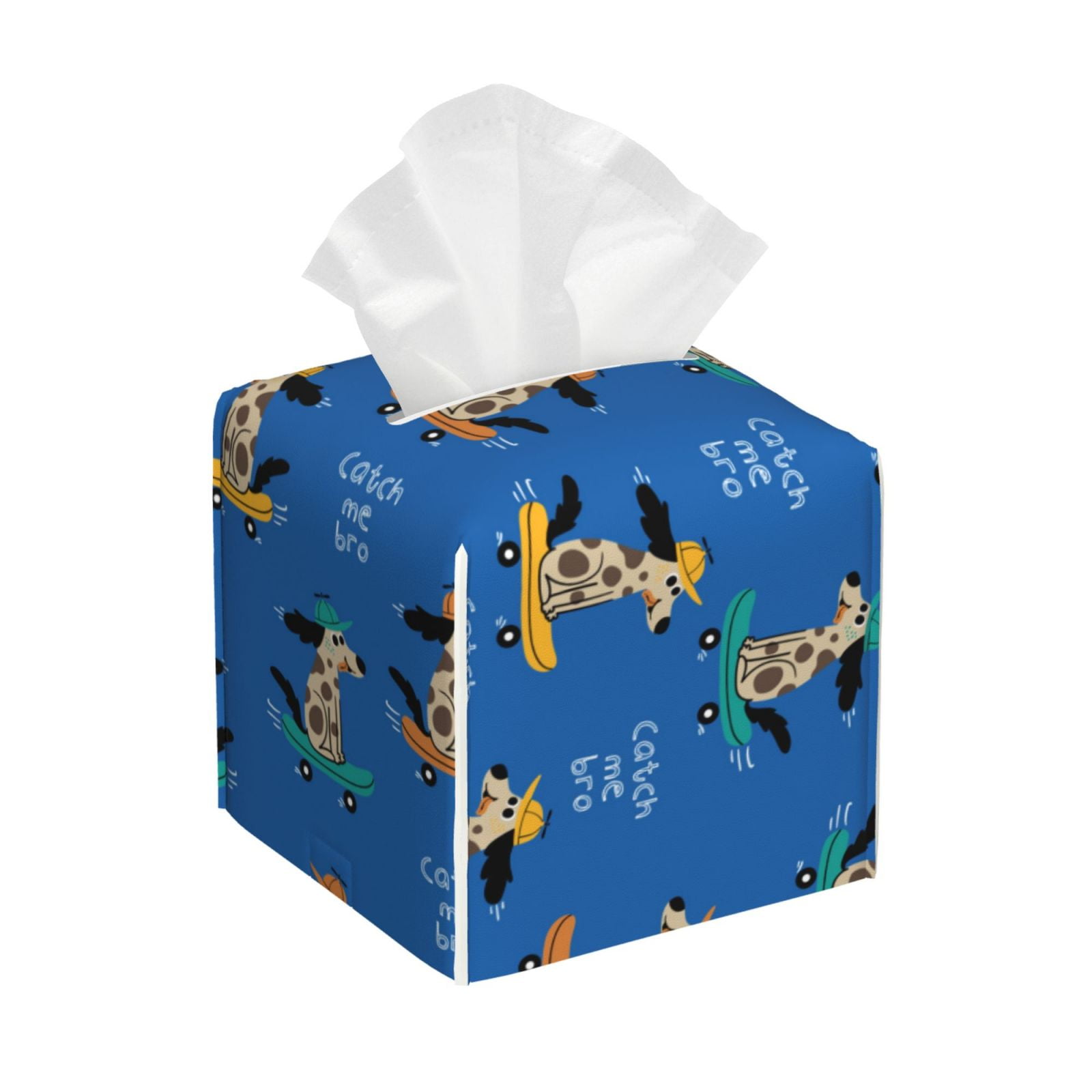 Sikiie Skater Dog Leather Tissue Box Cover Square, tissue box holder ...