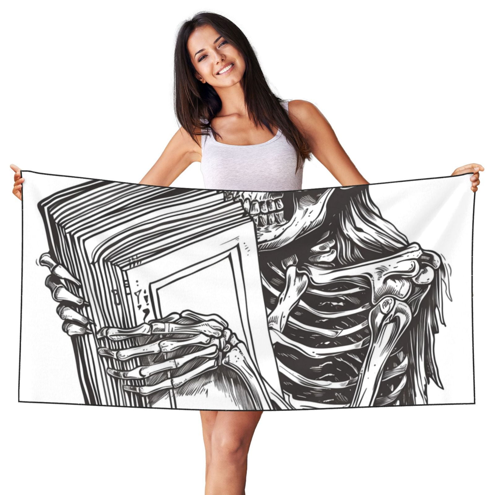 Sikiie Skeleton Book Lover Beach Towel for Women Men, Pool Bath Beach ...