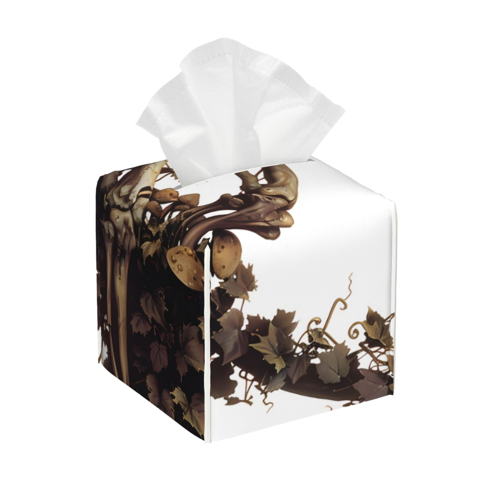 Sikiie Skeleton Dance with Mushrooms Leather Tissue Box Cover Square ...