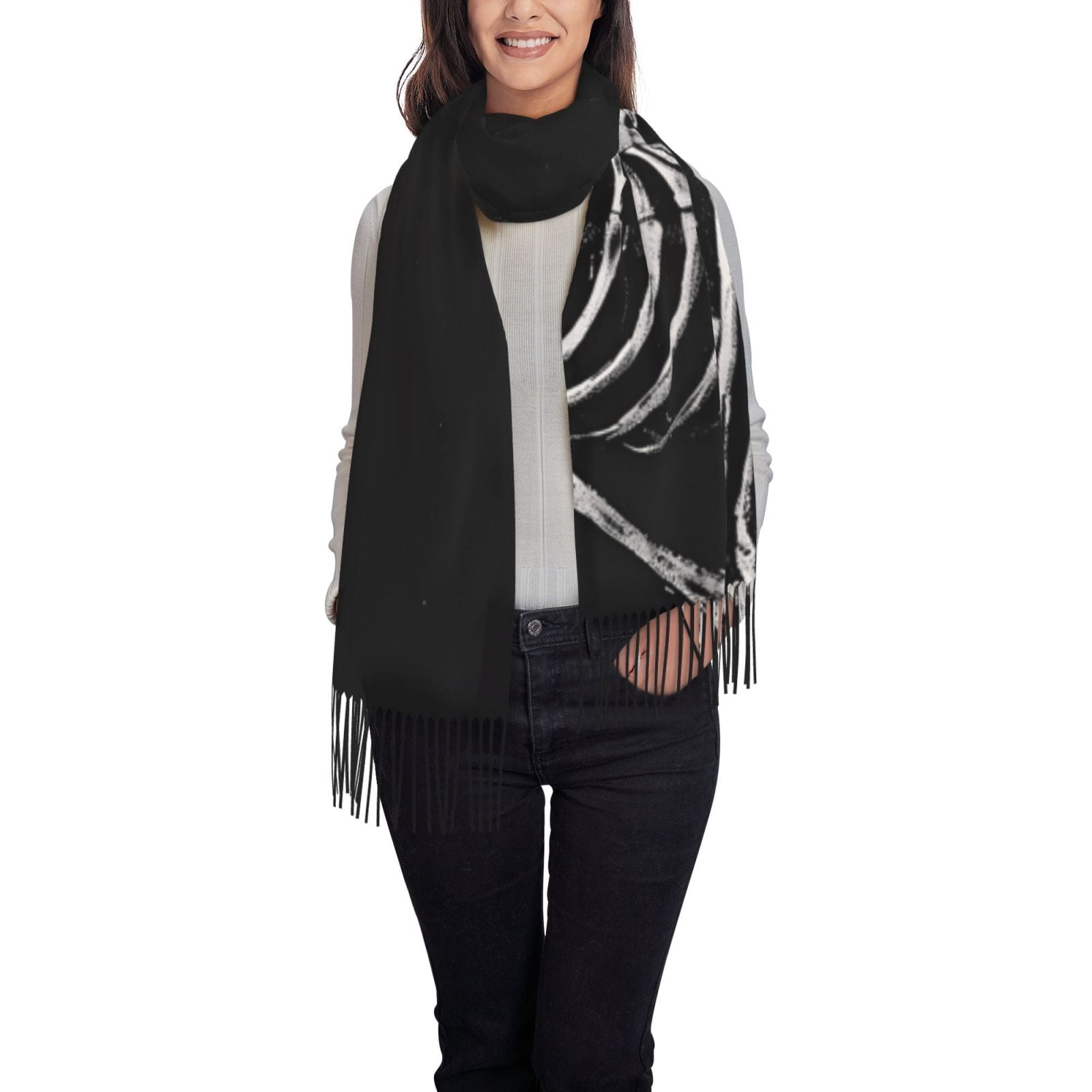 Sikiie Skeleton Playing Xylophone Shawl Wraps Big Scarf Tassel Fall ...