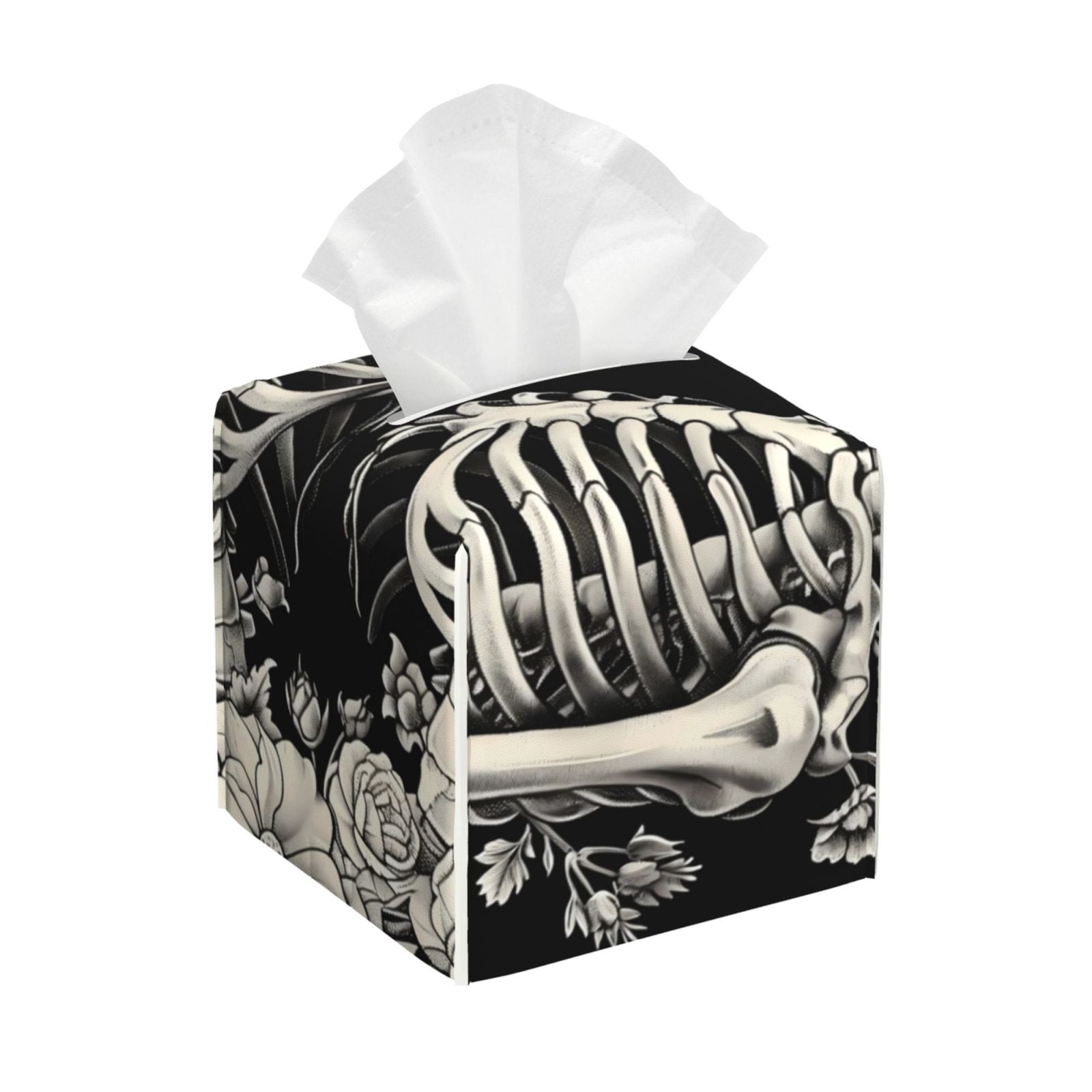 Sikiie Skeletons Love Flowers Leather Tissue Box Cover Square, tissue ...