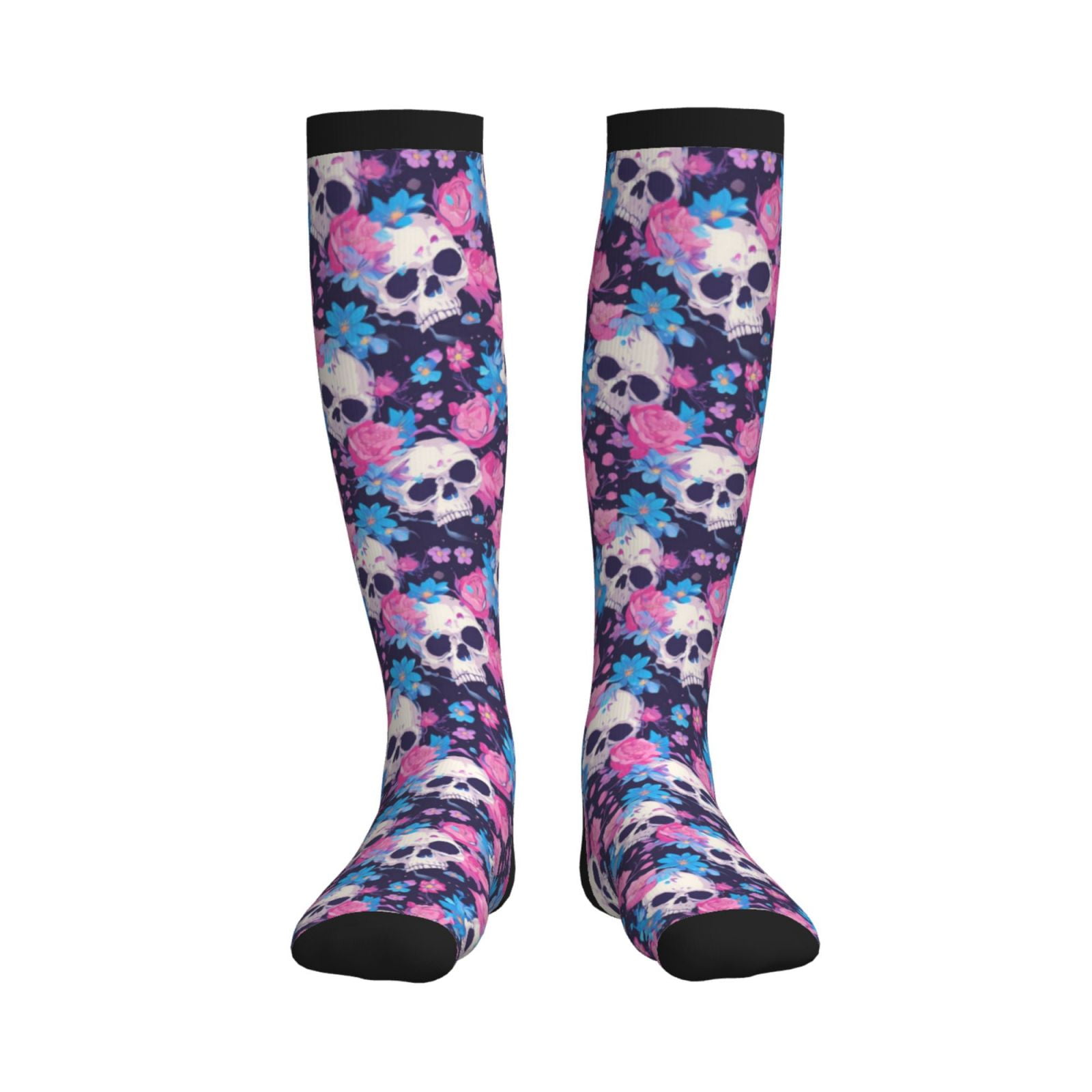 Sikiie Skull Flower Blue 1 Pairs Compression Socks for Men and Women 15 ...