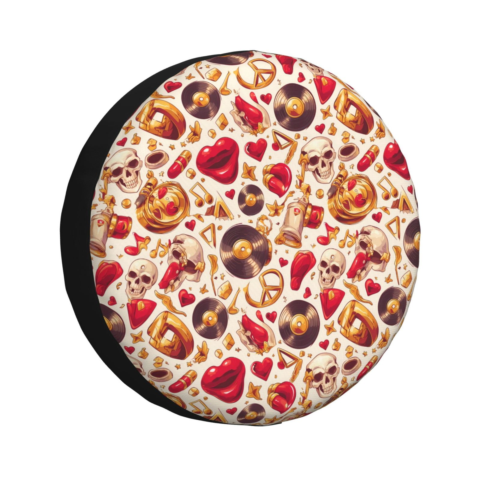 Sikiie Skull Retro record lips PVC Leather Spare Tire Wheel Cover Spare ...