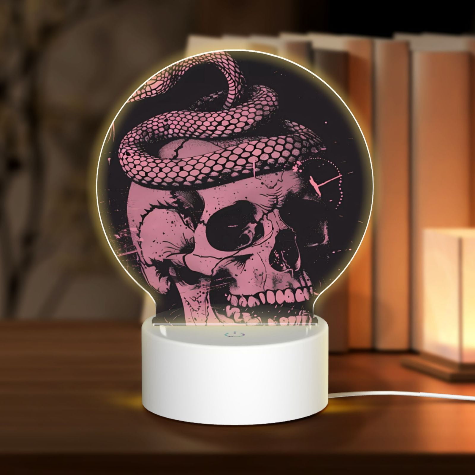 Sikiie Skull and Snake Art Acrylic Night Light Gift Custom Acrylic ...