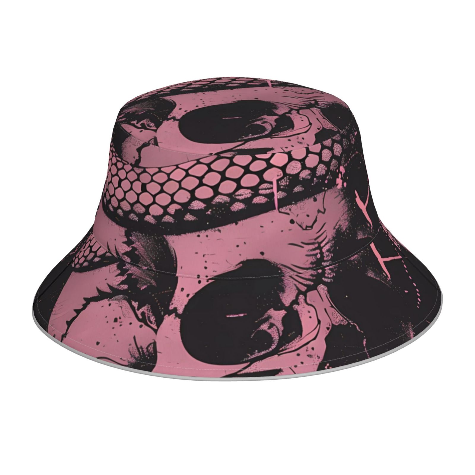Sikiie Skull and Snake Art Reflective Double-Sided Bucket Hat, Sun Hat ...