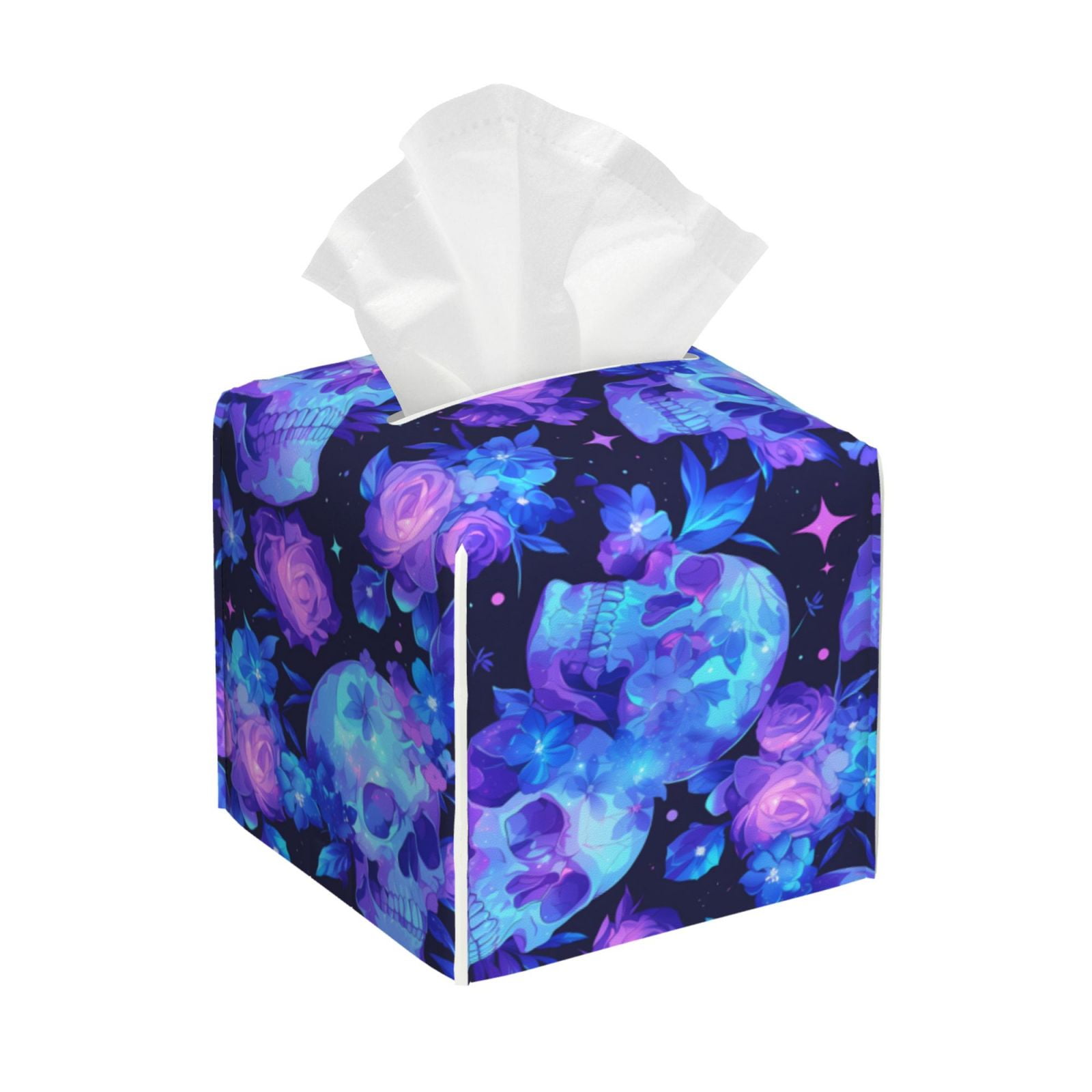 Sikiie Skull flower star sky Leather Tissue Box Cover Square, tissue ...