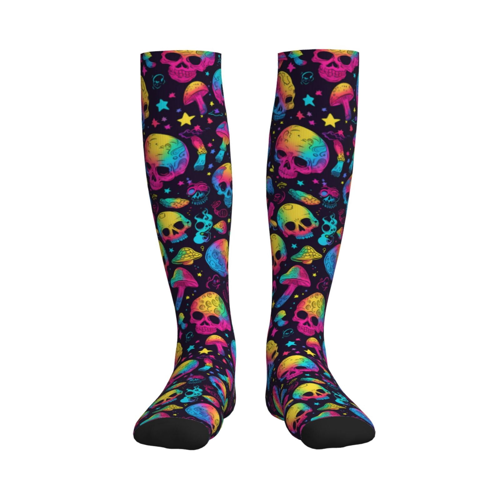 Sikiie Skull rainbow color mushroom 1 Pairs Compression Socks for Men ...