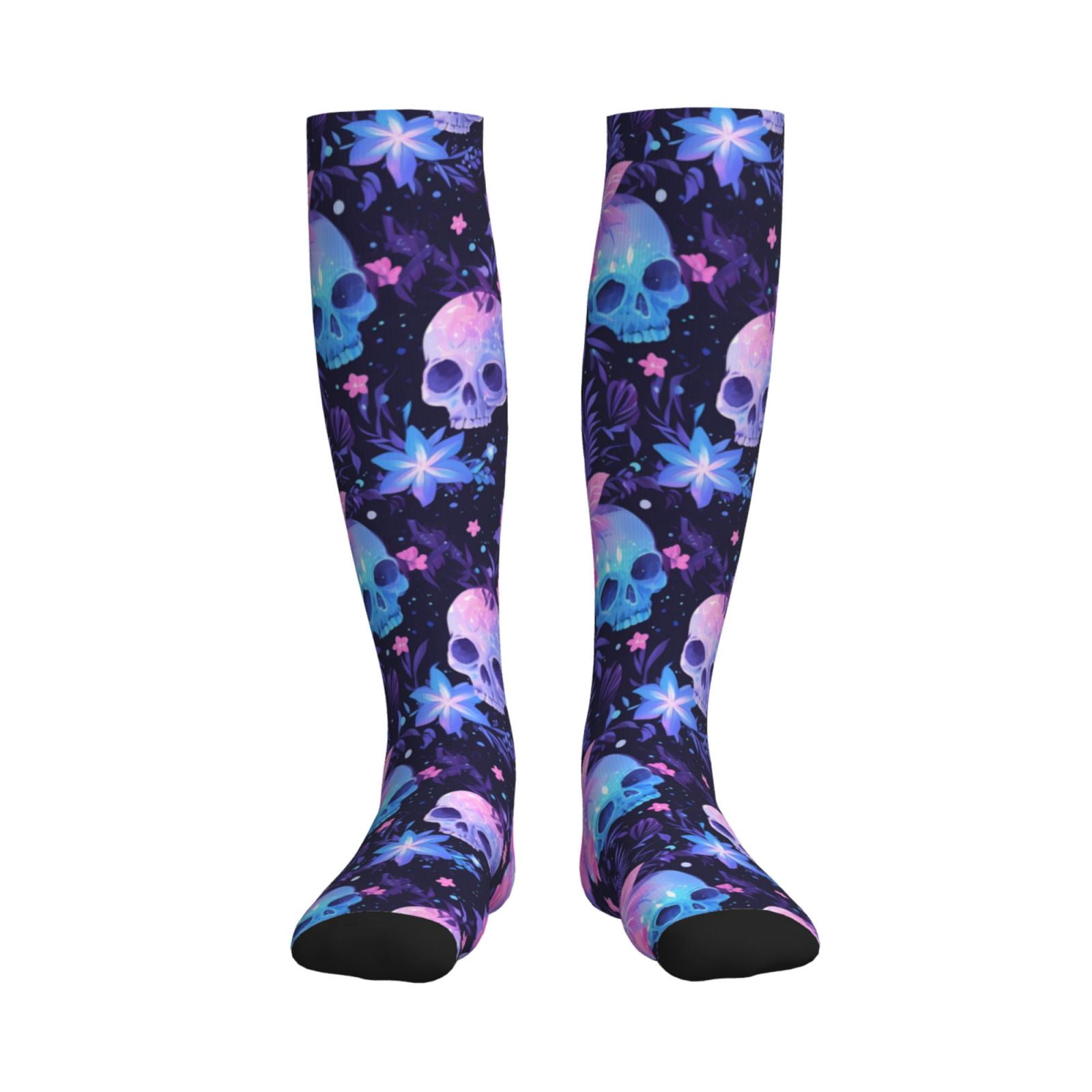 Sikiie Skull starry sky flower leaf 1 Pairs Compression Socks for Men and Women 15-20 mmHg ...