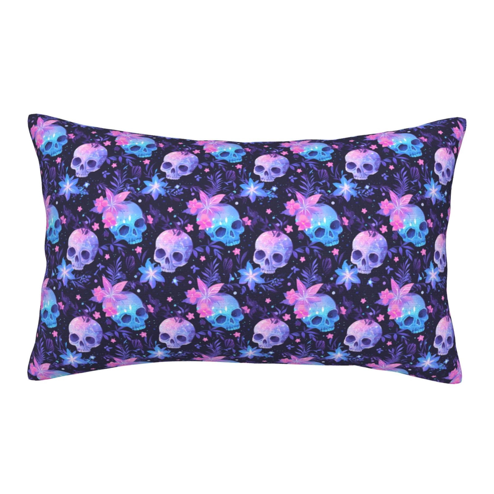 Sikiie Skull starry sky flower leaf Print Plush Pillow Cover, Wrinkle ...