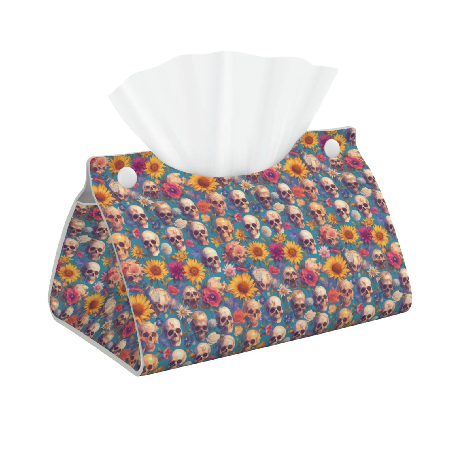 Sikiie Skull sunflower daisy Leather Tissue Box Cover Rectangle, Long ...