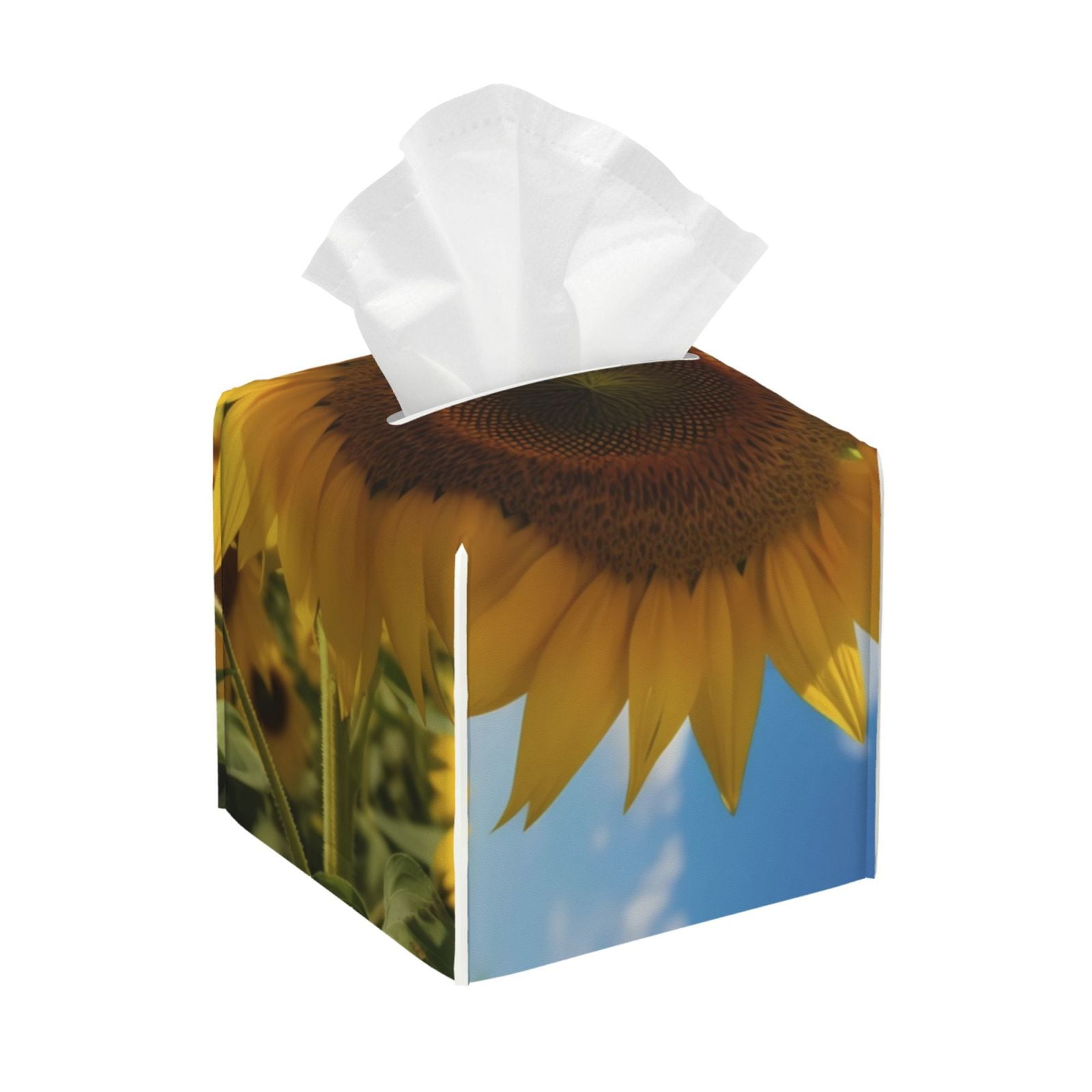 Sikiie Sky Golden Sunflower Field Leather Tissue Box Cover Square ...