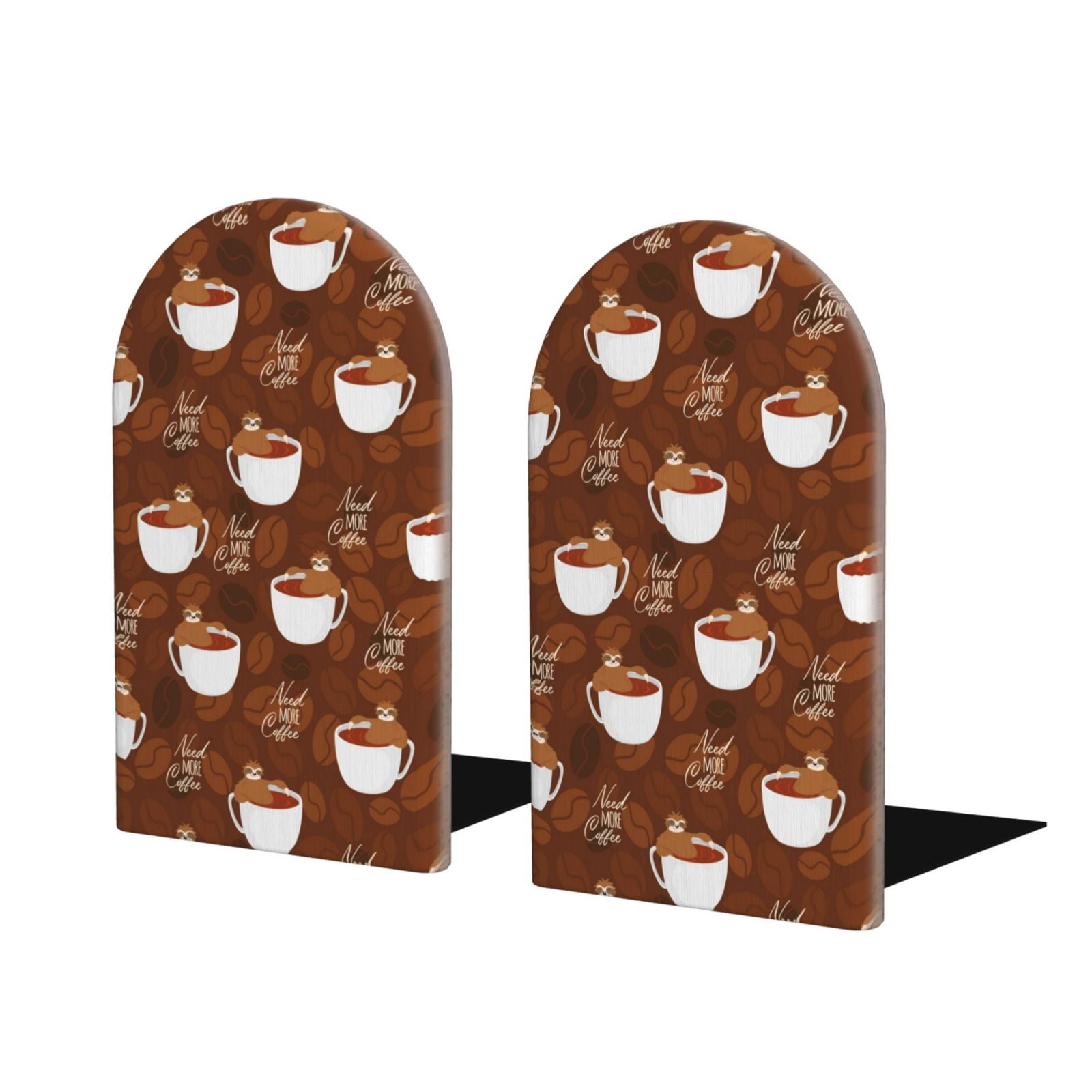 Sikiie Sloths Need More Coffee Bookends 1 Pair, Wood Bookends for ...