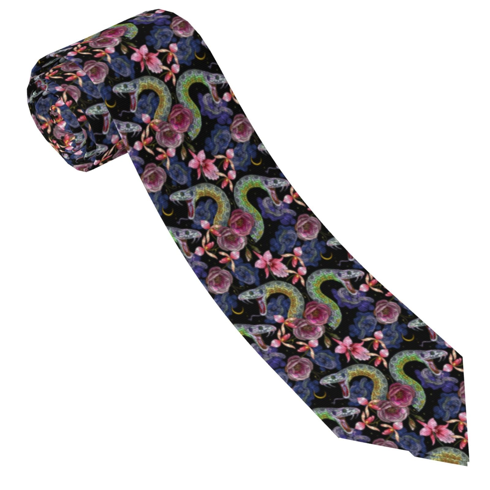 Sikiie Snake And Flower Mens Tie Pocket Square Formal Neckties ...