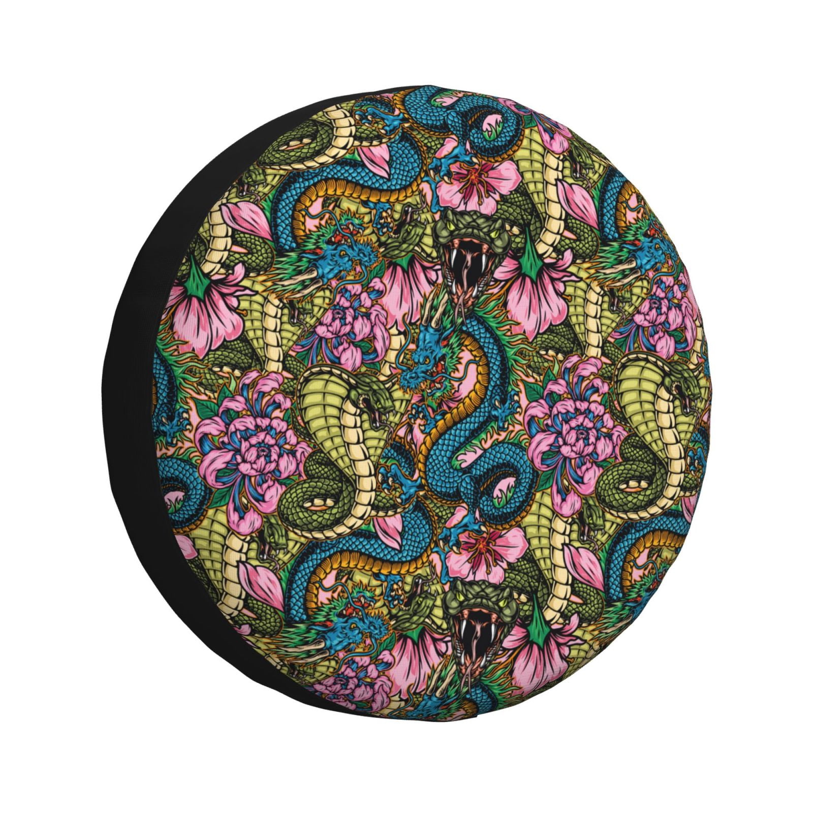 Sikiie Snake And Flower PVC Leather Spare Tire Wheel Cover Spare Tire ...
