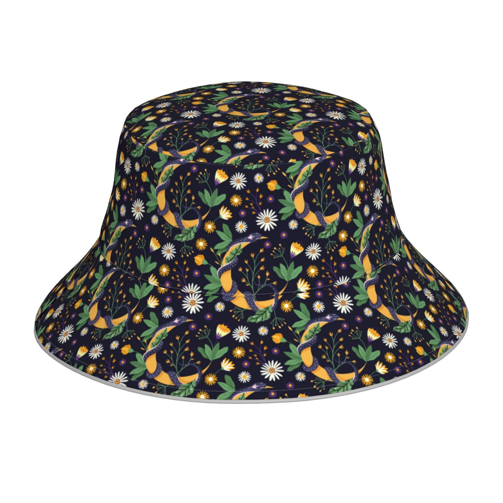 Sikiie Snake And Flower Reflective Double-Sided Bucket Hat, Sun Hat ...