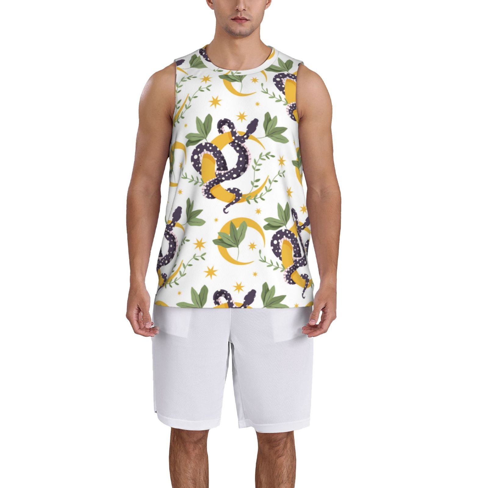 Sikiie Snake And Moon Basketball Jersey Reversible Men's Mesh Athletic ...