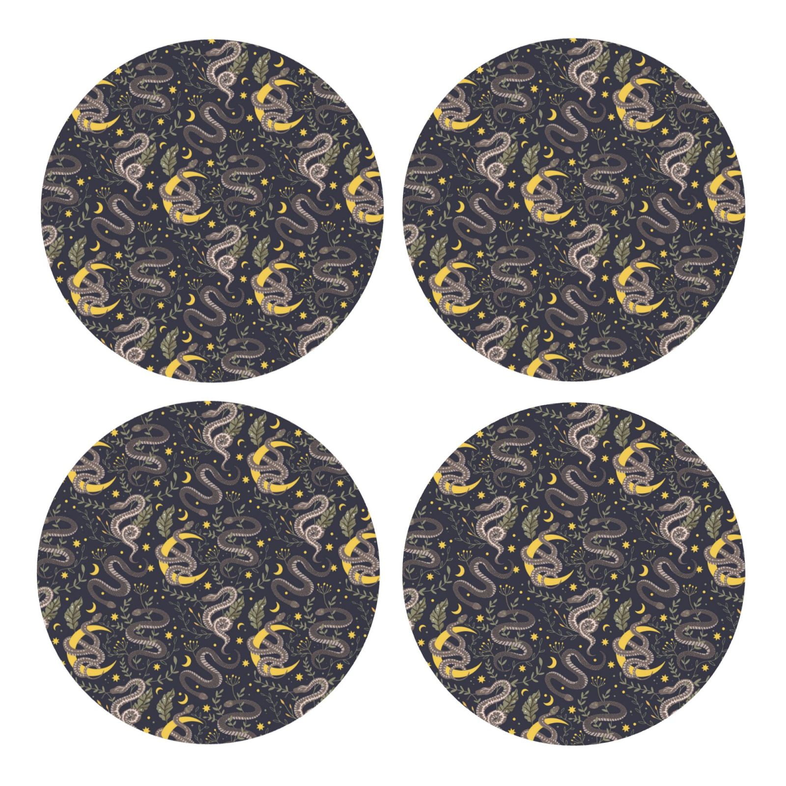 Sikiie Snake Sleep MDF Cork Coaster 4 Pcs - Absorbent Beverage Coasters ...