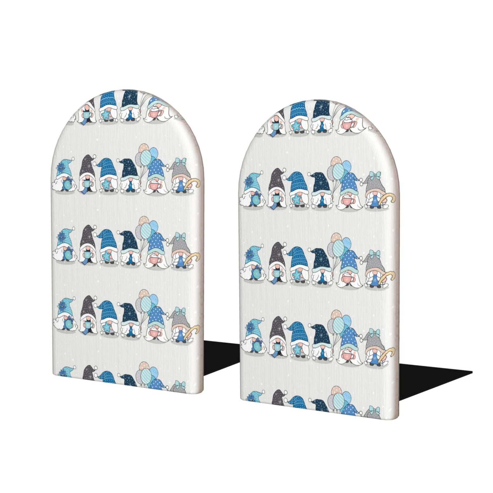 Sikiie Snow Gnome for Winter Bookends 1 Pair, Wood Bookends for Shelves ...