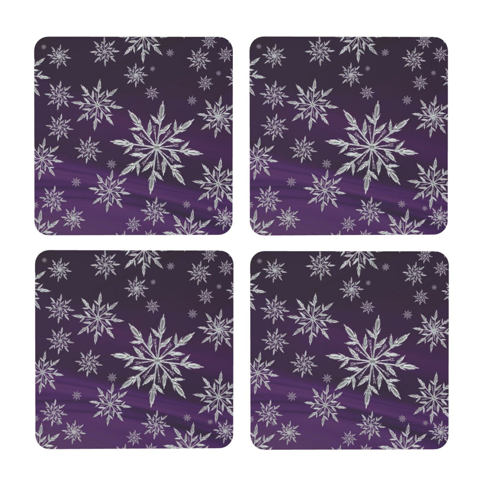 Sikiie Snowflake Gradient Purple MDF Cork Coaster 4 Pcs - Absorbent ...