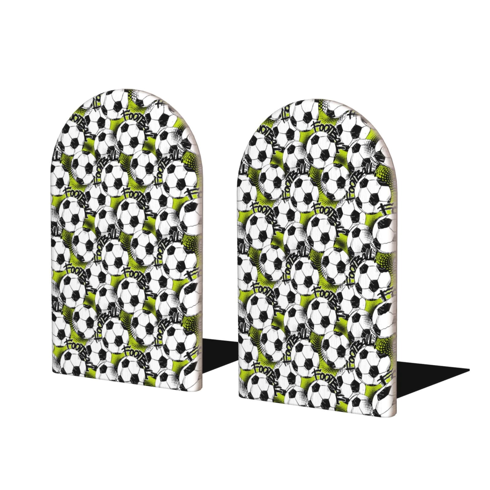 Sikiie Soccer and Football Bookends 1 Pair, Wood Bookends for Shelves, Book Ends for Shelves ...