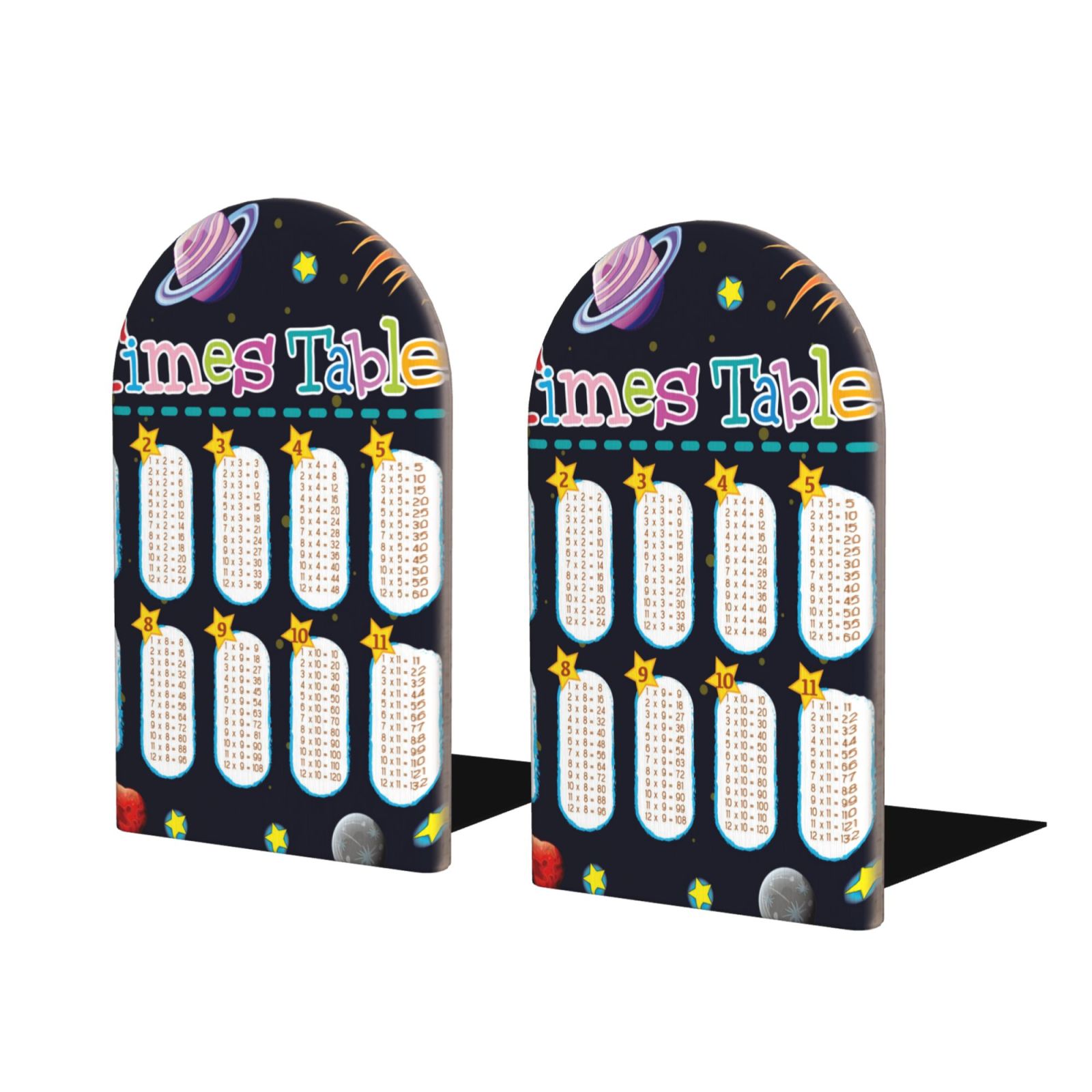 Sikiie Space Math Times Tables Bookends 1 Pair, Wood Bookends for ...