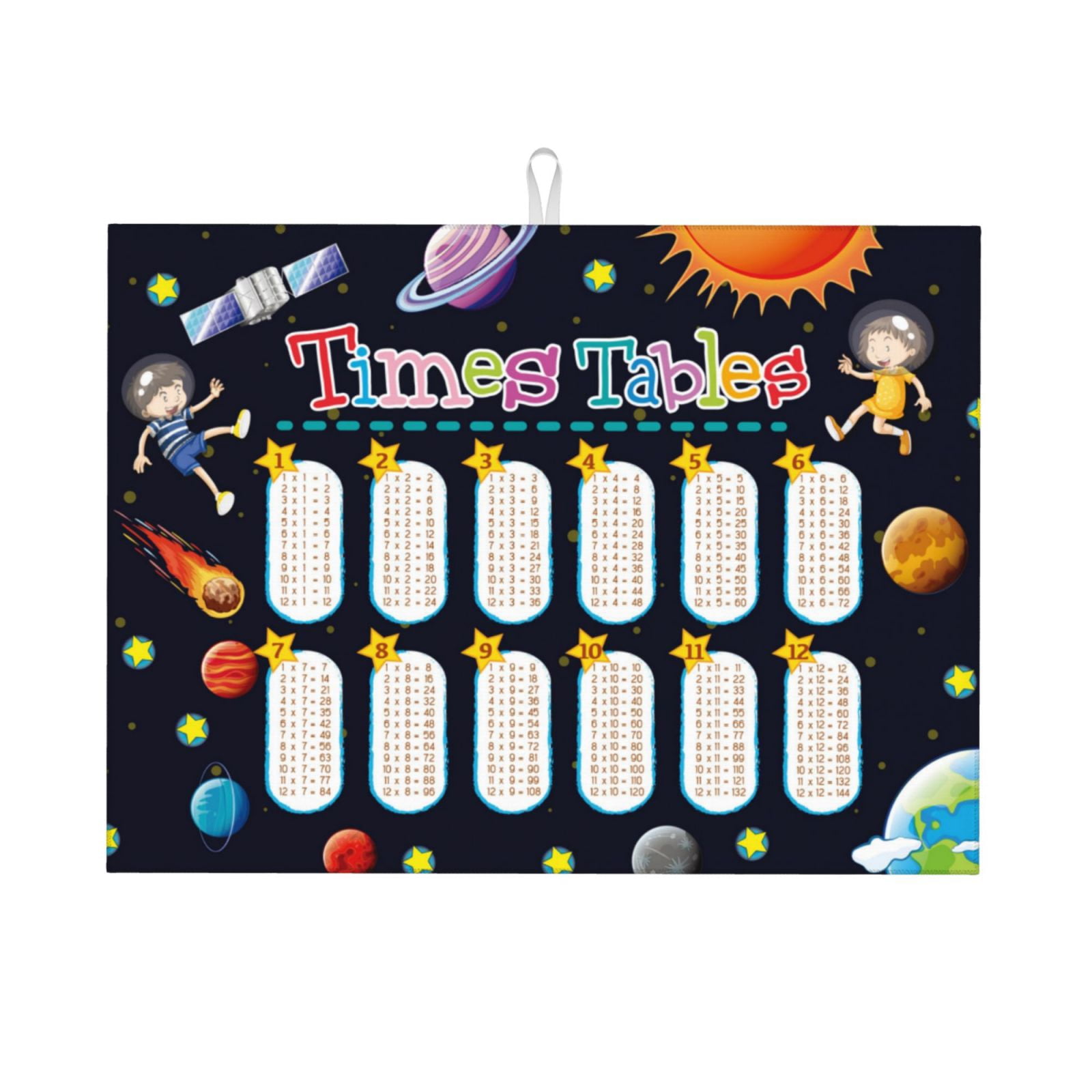 Sikiie Space Math Times Tables Dish Drying Mat, Kitchen Counter Mat ...