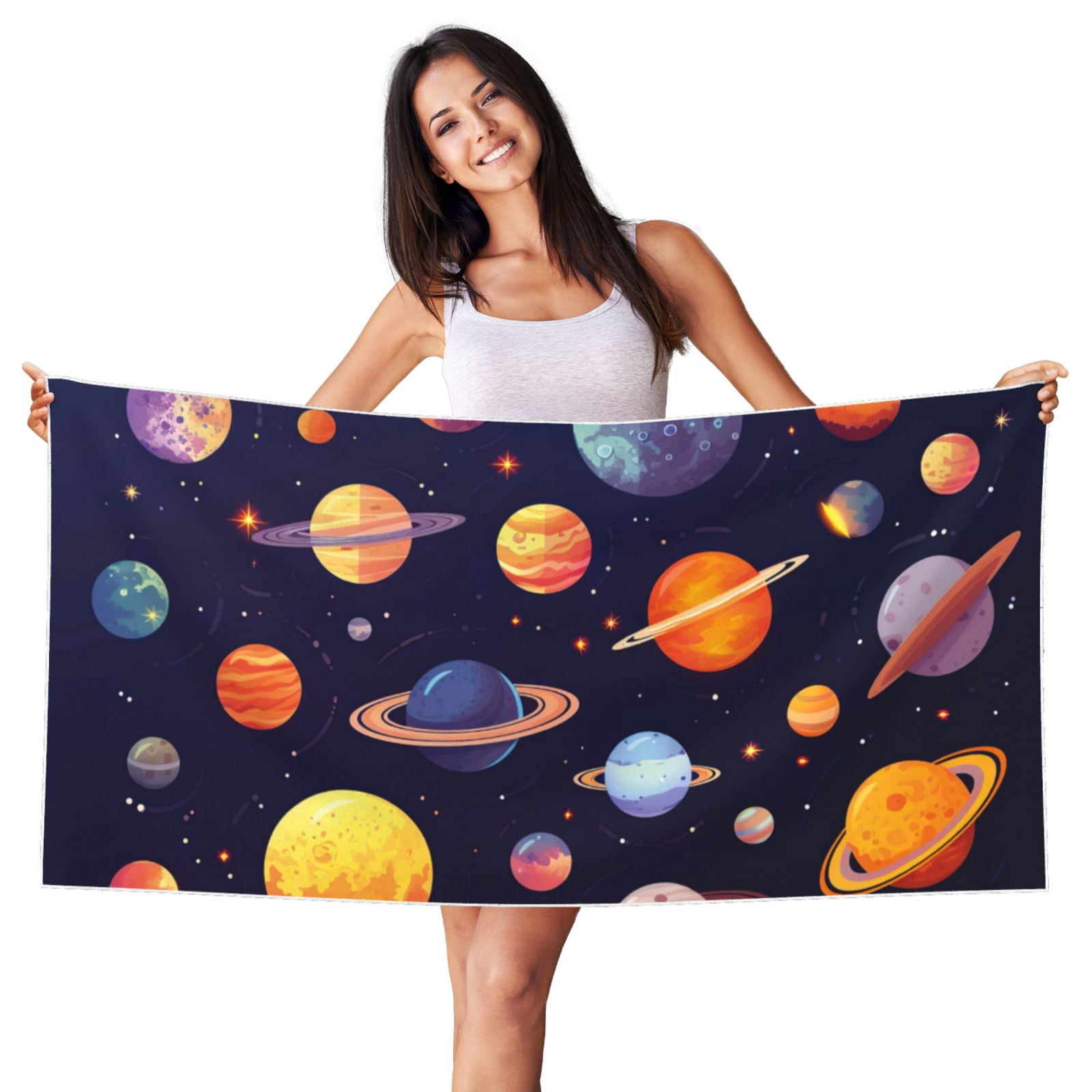 Sikiie Space Planet Beach Towel for Women Men, Pool Bath Beach Camping ...