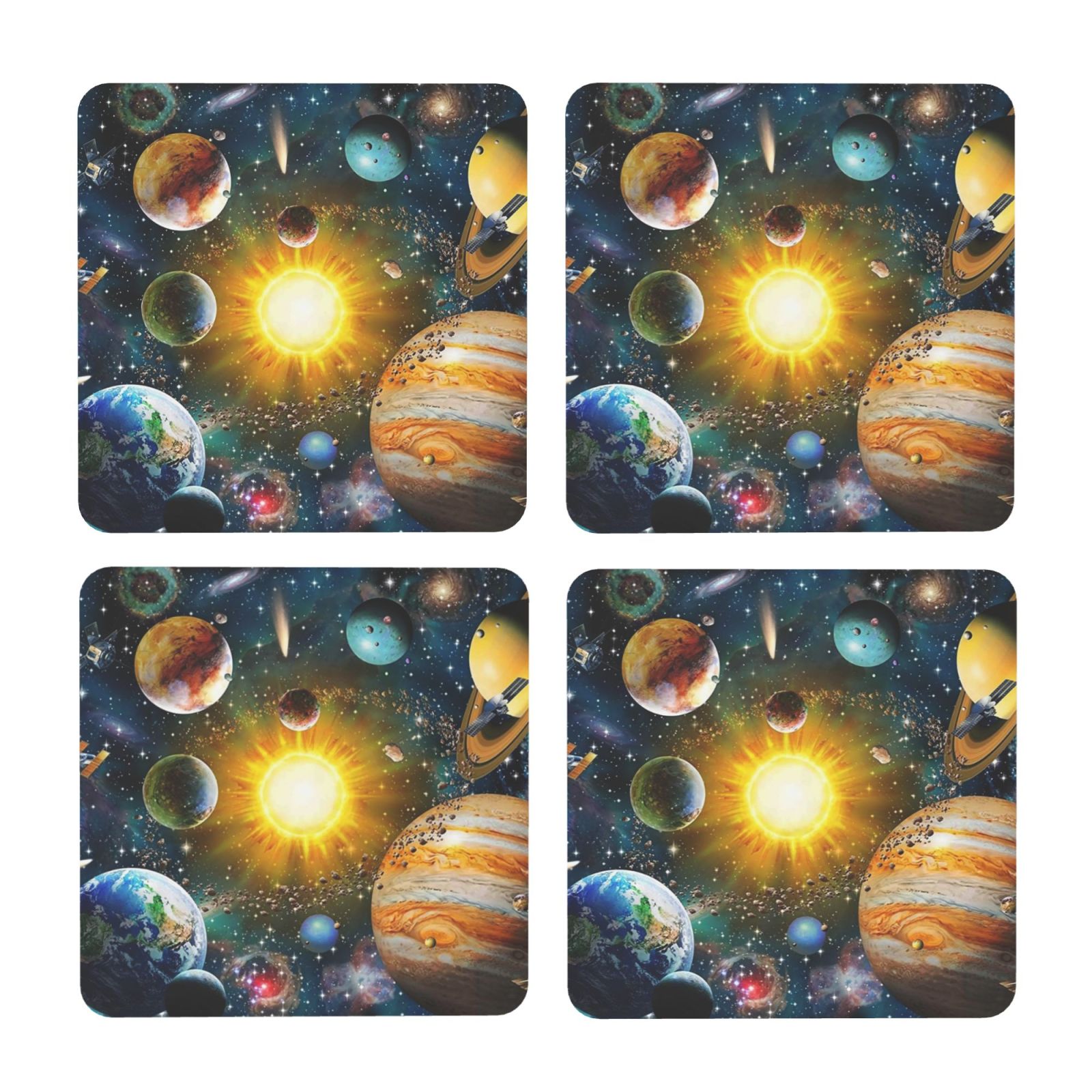 Sikiie Space Planet MDF Cork Coaster 4 Pcs - Absorbent Beverage ...