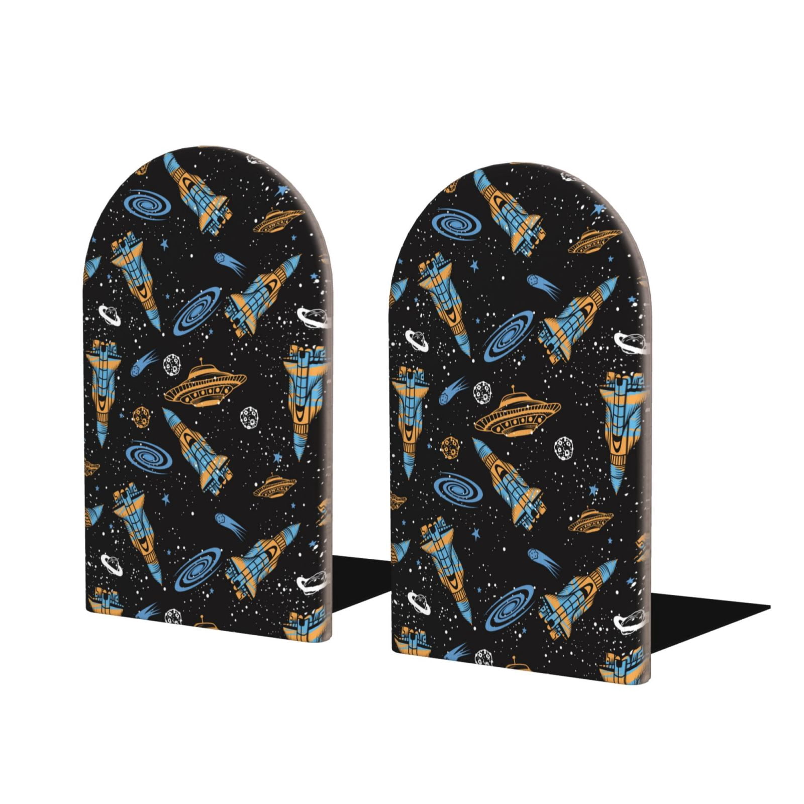 Sikiie Space Rocket Bookends 1 Pair, Wood Bookends for Shelves, Book ...